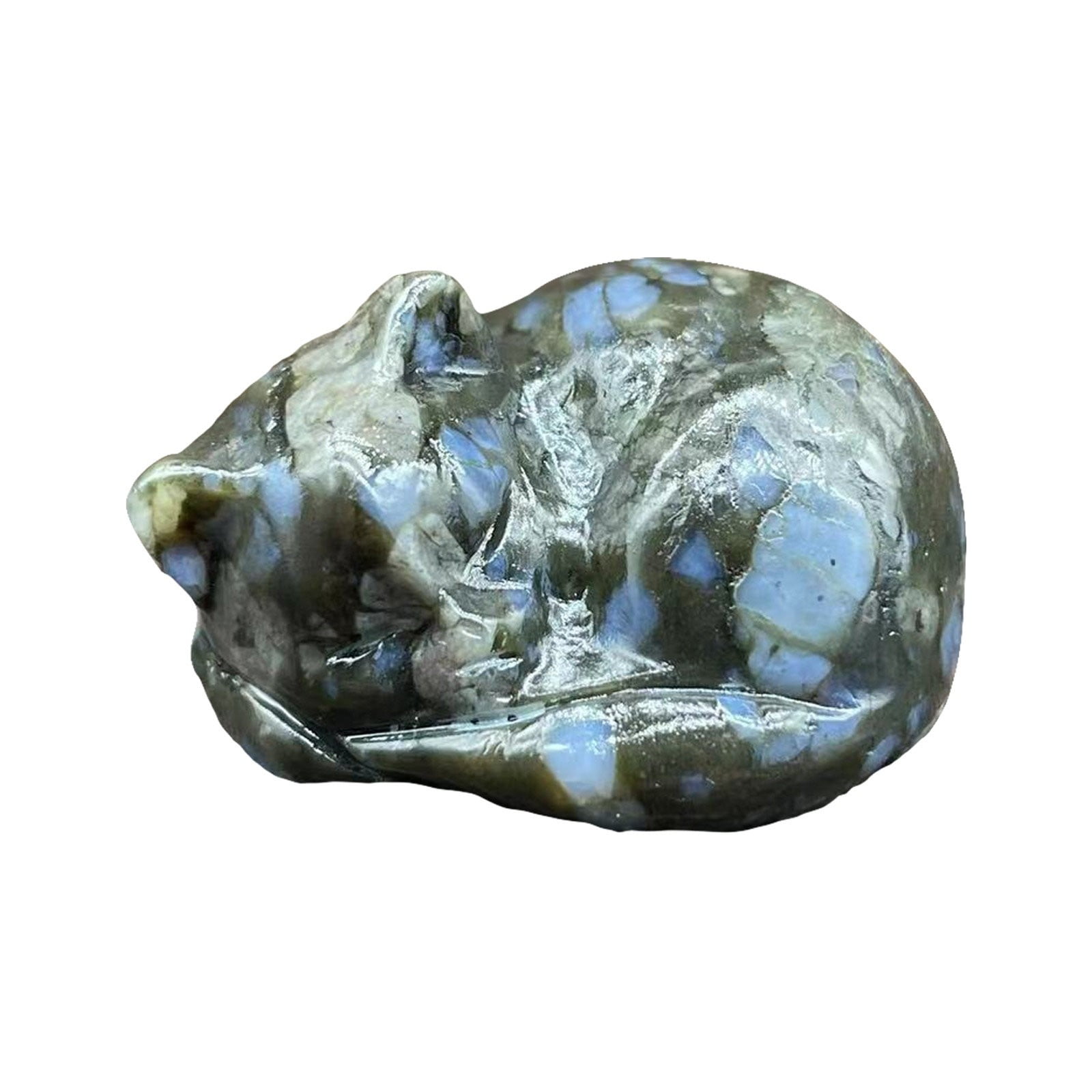 Natural Quartz Crystal Sleeping Cat Decoration Crystal Cat Sleeping ...