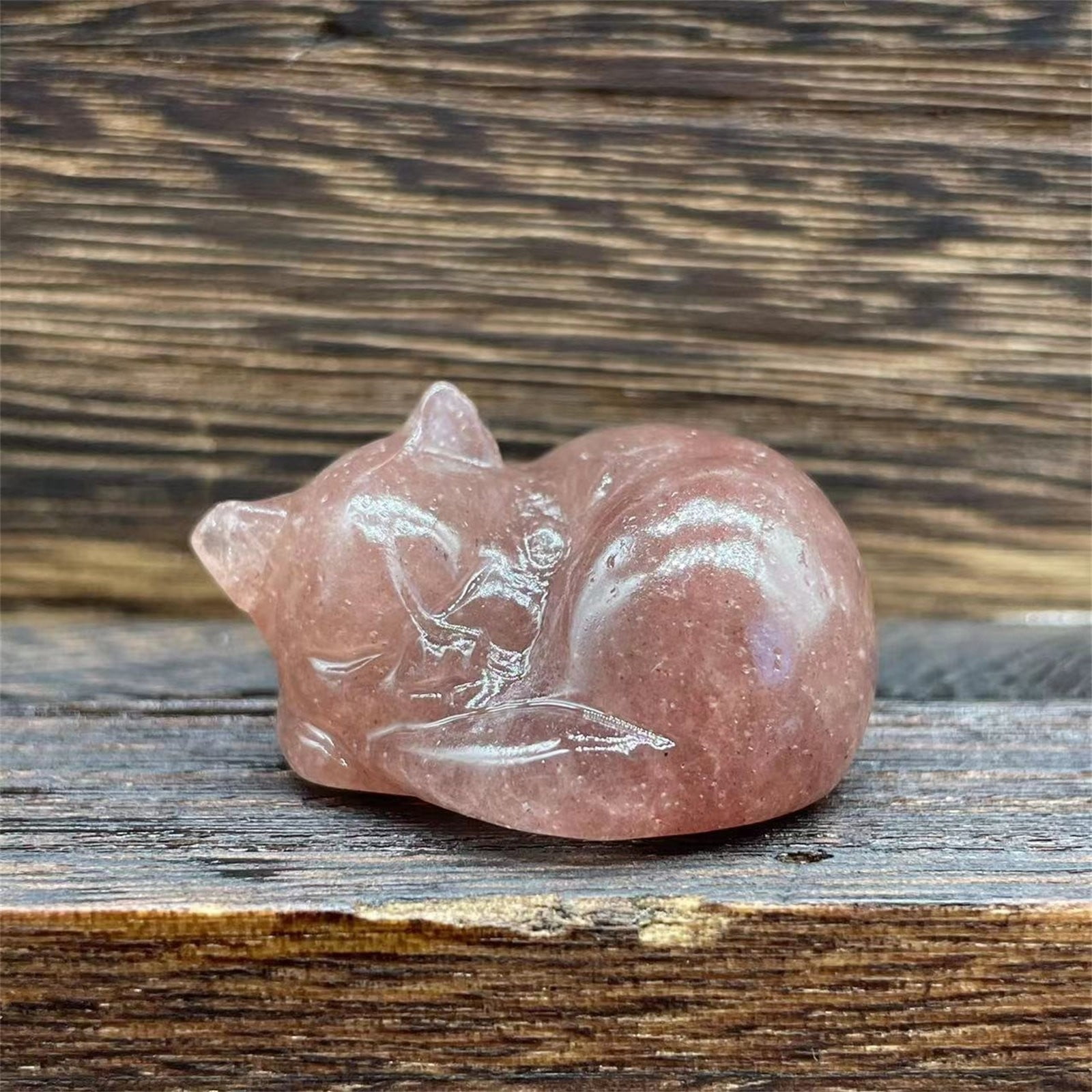 Natural Quartz Crystal Sleeping Cat Decoration Crystal Cat Sleeping ...