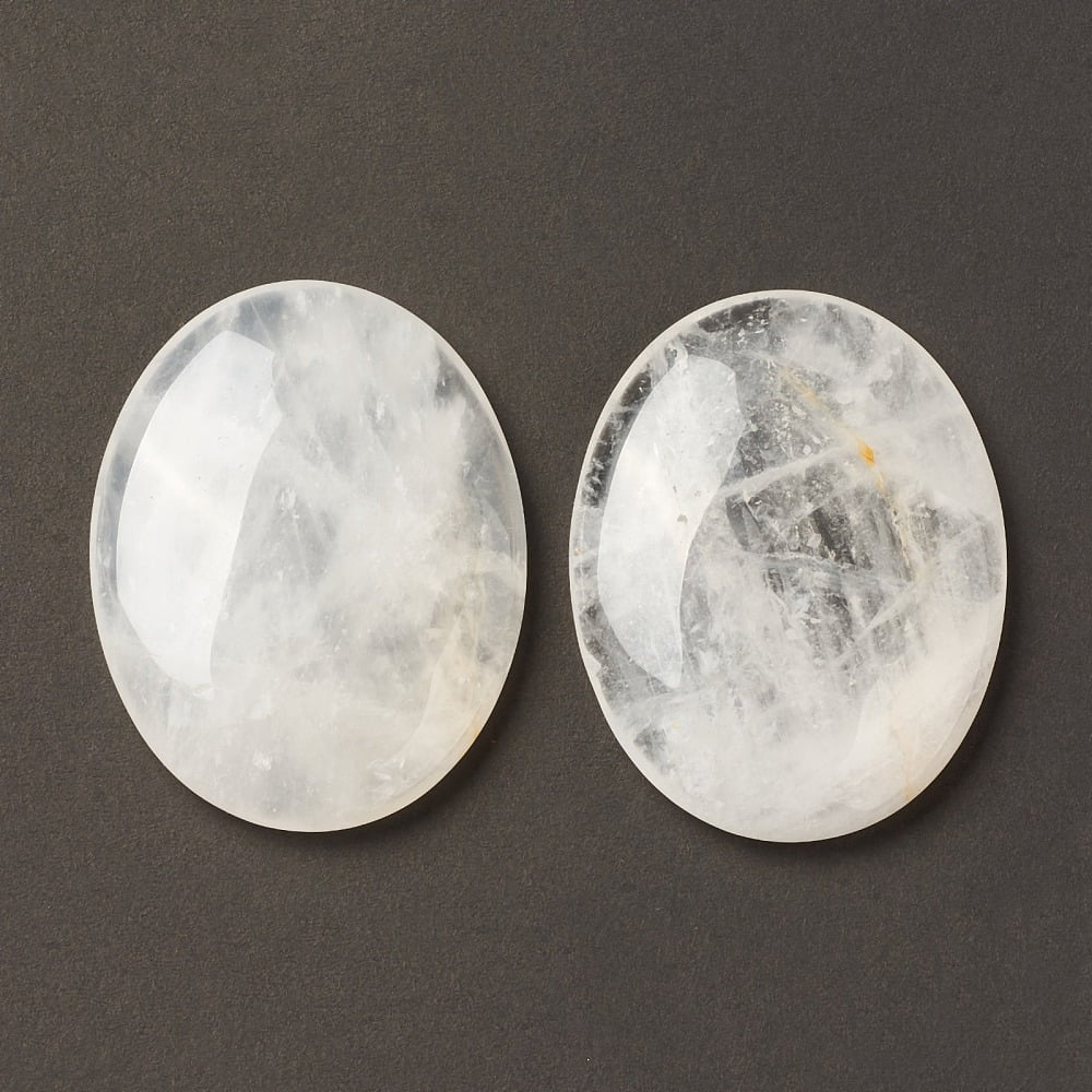 Natural Quartz Crystal Worry Stone for Anxiety Therapy Oval Thumb Stone ...