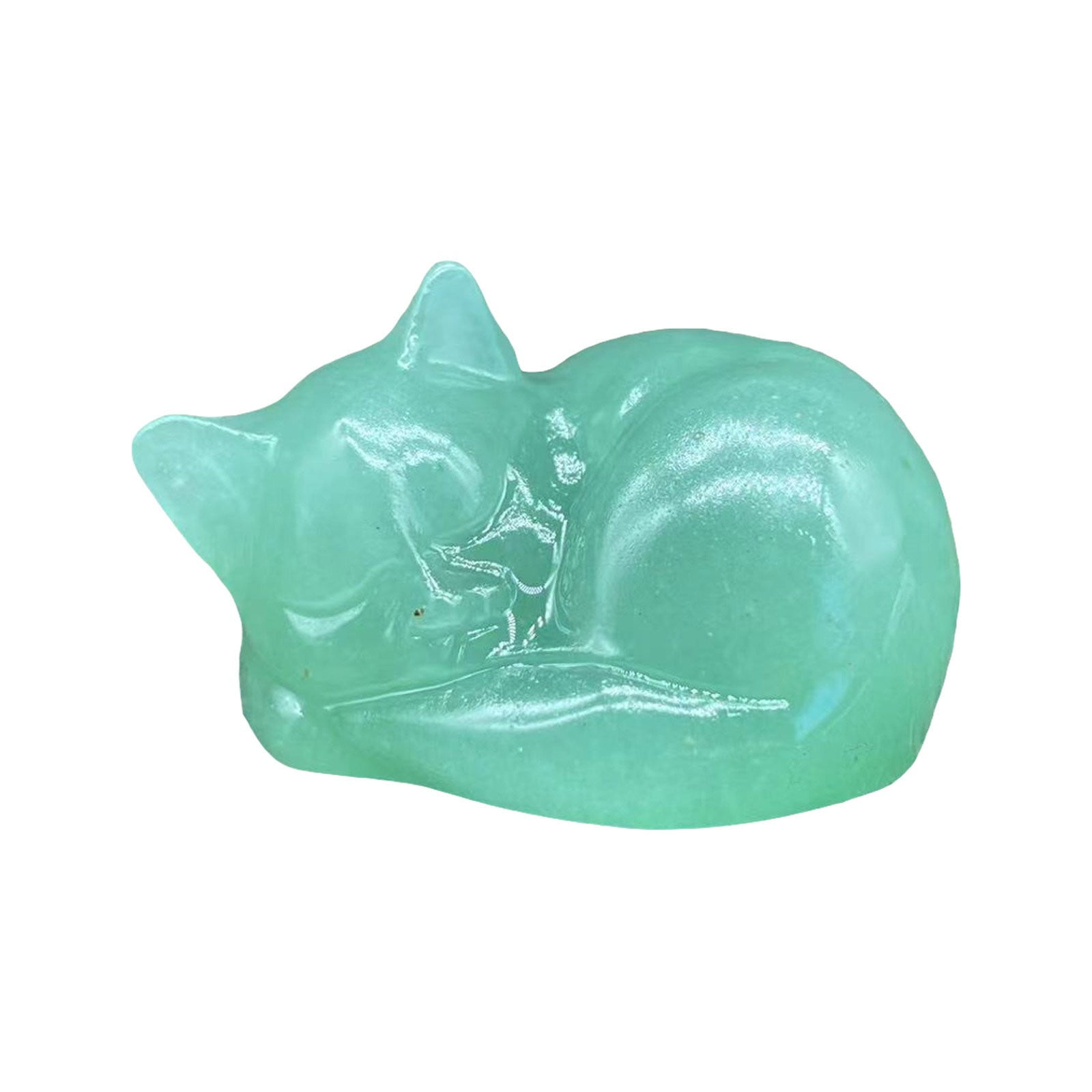 Natural Quartz Sleeping Cat Statue Gift-Sized Quartz Cat Figurine ...
