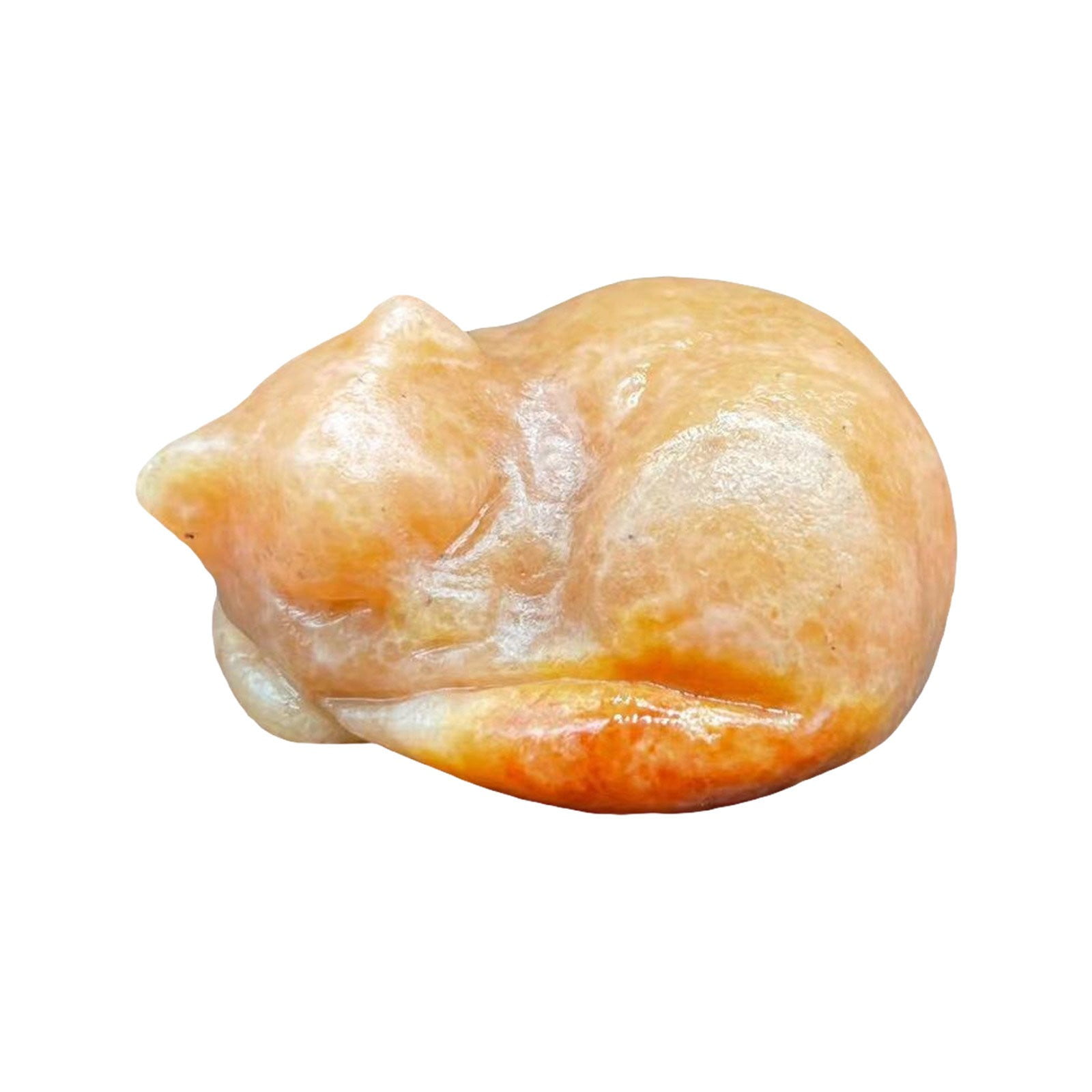 Natural Quartz Sleeping Cat Statue Gift-Sized Quartz Cat Figurine ...