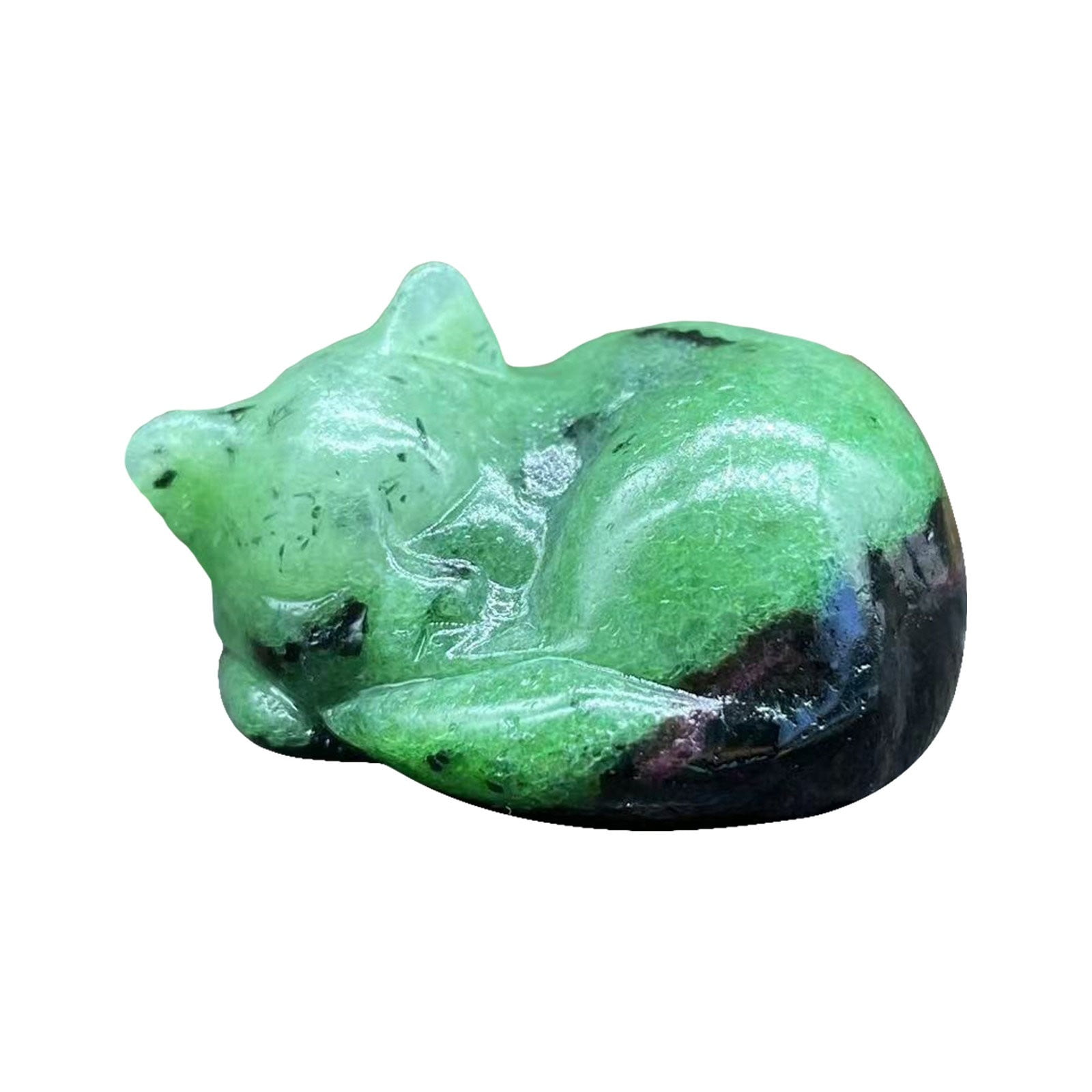 Natural Quartz Sleeping Cat Statue Gift-Sized Quartz Cat Figurine ...