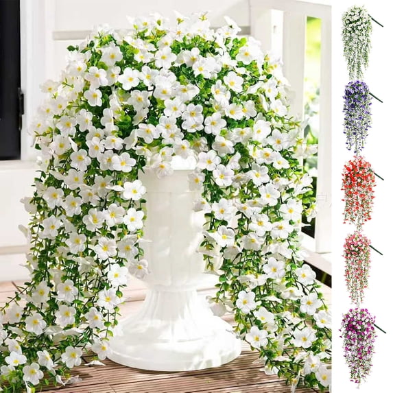 Natural Rattan Hanging Baskets Filled with Lifelike Artificial ...