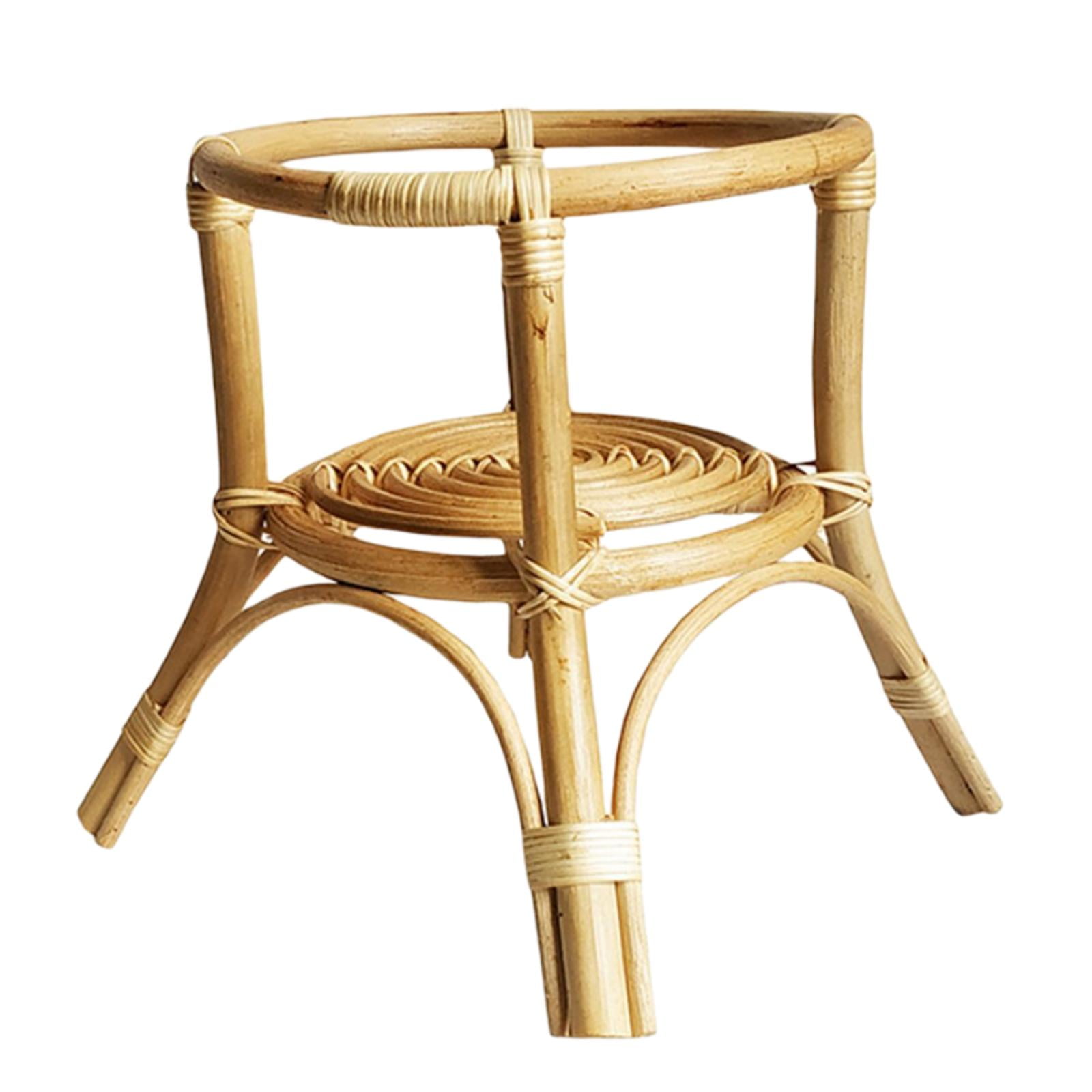 Natural Rattan Plant Stand Rack Handwoven Flower Stand Wooden Garden ...