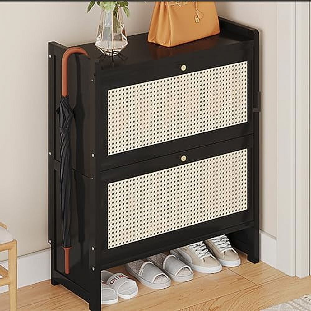 Natural Rattan Shoe Cabinet, Rectangular Entrance Hallway Free Standing ...