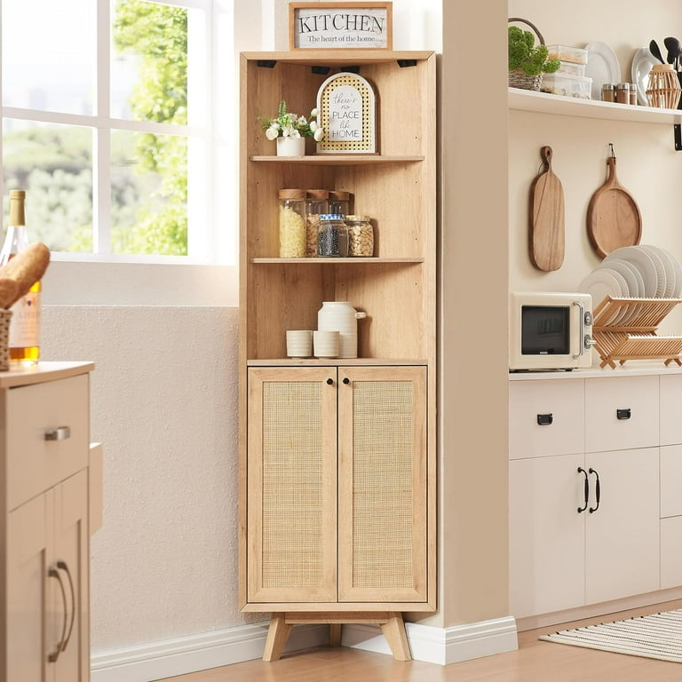 RedLemon Natural Rattan Bathroom Wall Cabinet Modern Boho Medicine Cabinet with Sliding Door Adjustable Shelves Storage Cabinet Wall Mounted for Kitchen Dining Room Bathroom Storage Walmart