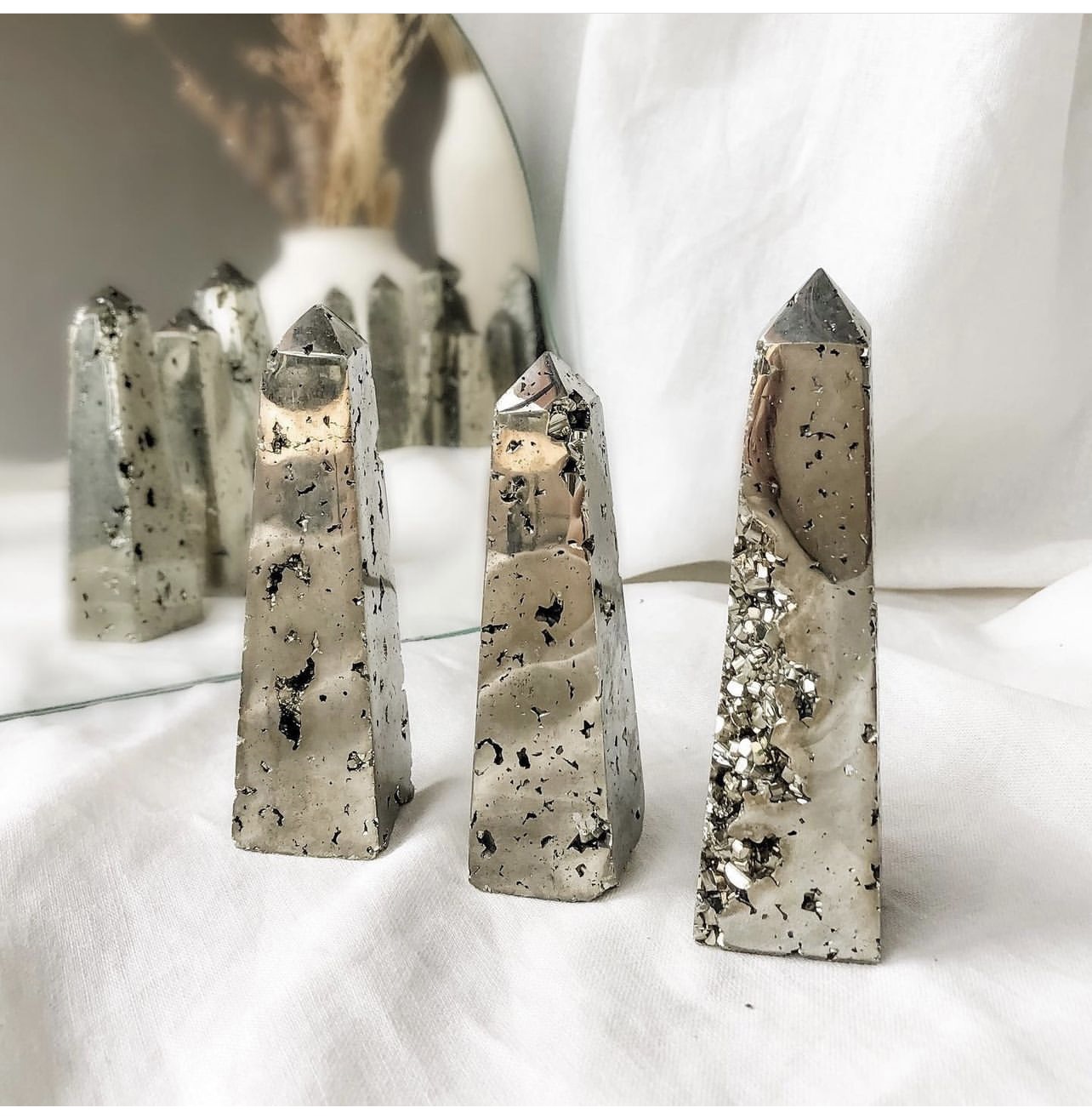Natural Raw Pyrite Tower - Rare Golden Pyrite Point, 4-Sided Pyrite ...