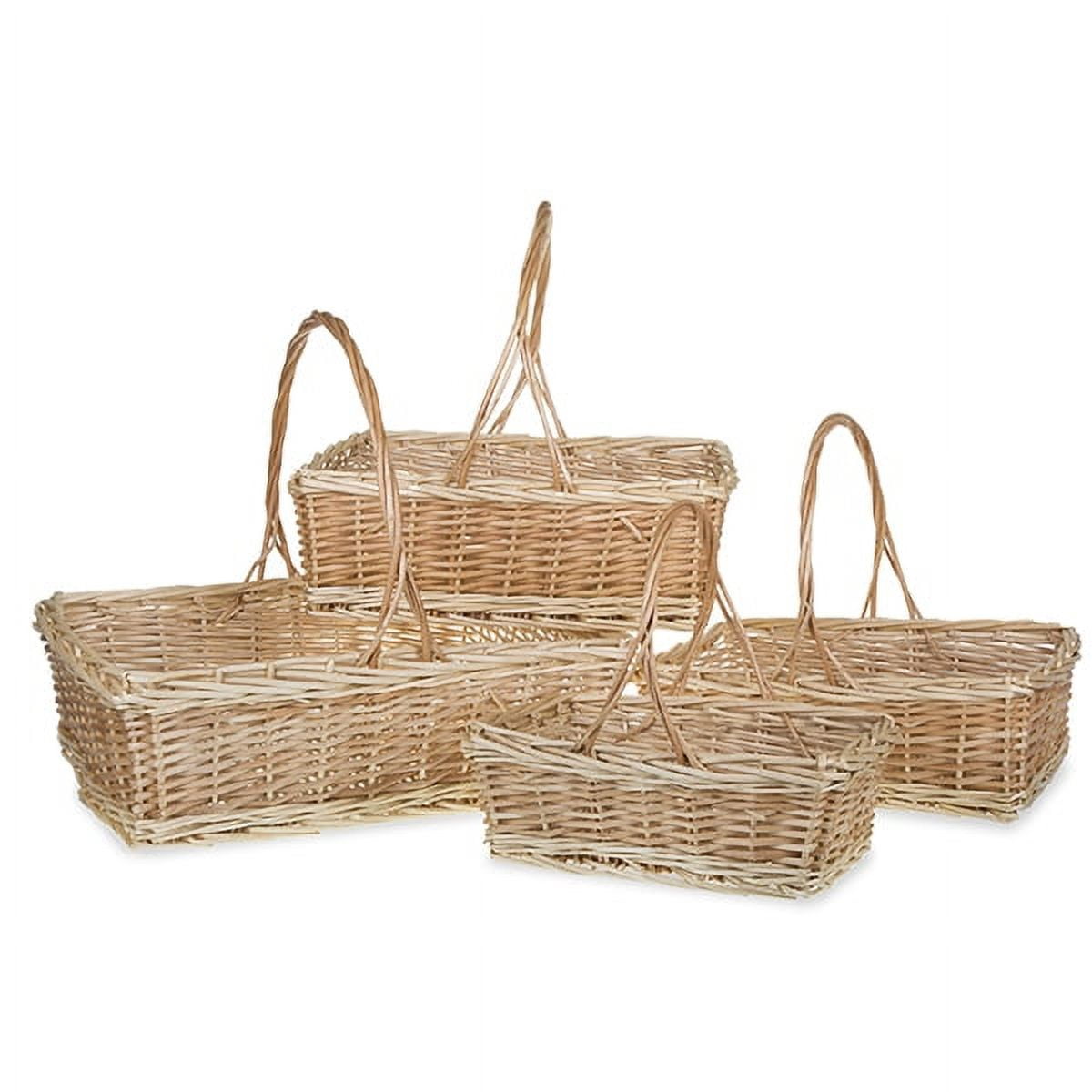 Natural Rect Split Willow Fixed Handle Basket - Set of Four - Walmart.com