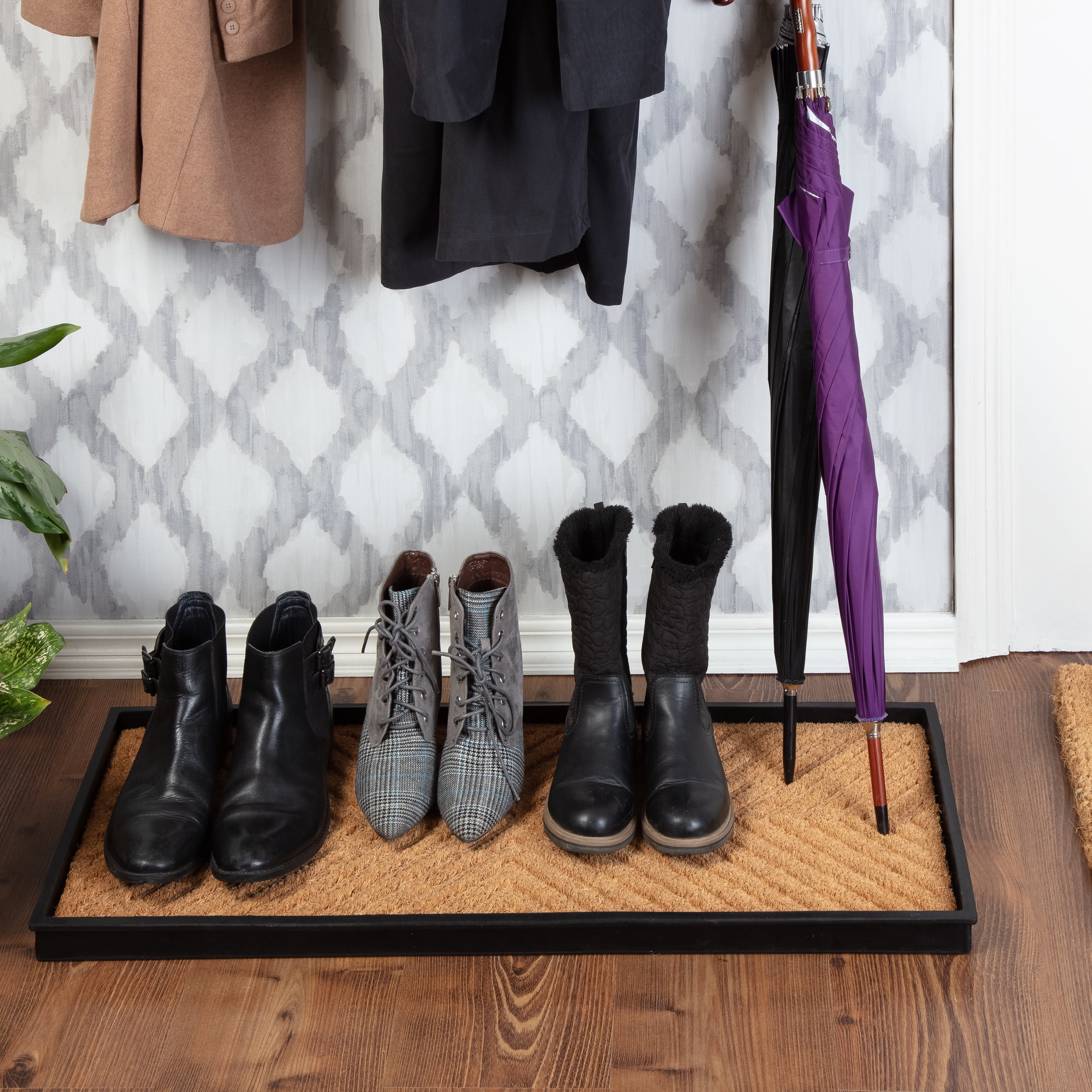 Natural & Recycled Rubber Boot Tray with Cross Embossed Coir Insert ...