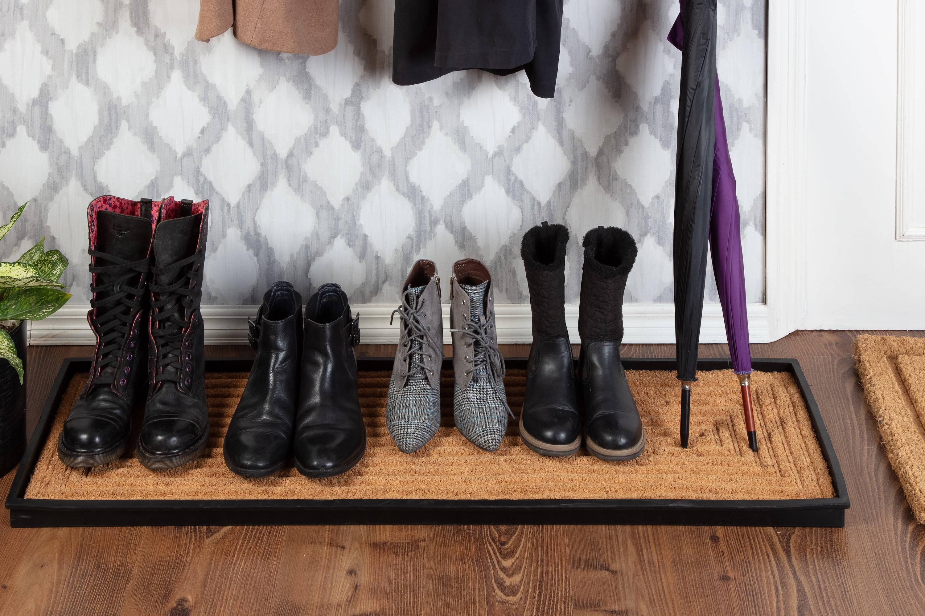 Natural & Recycled Rubber Boot Tray with Rectangle Embossed Coir Insert ...