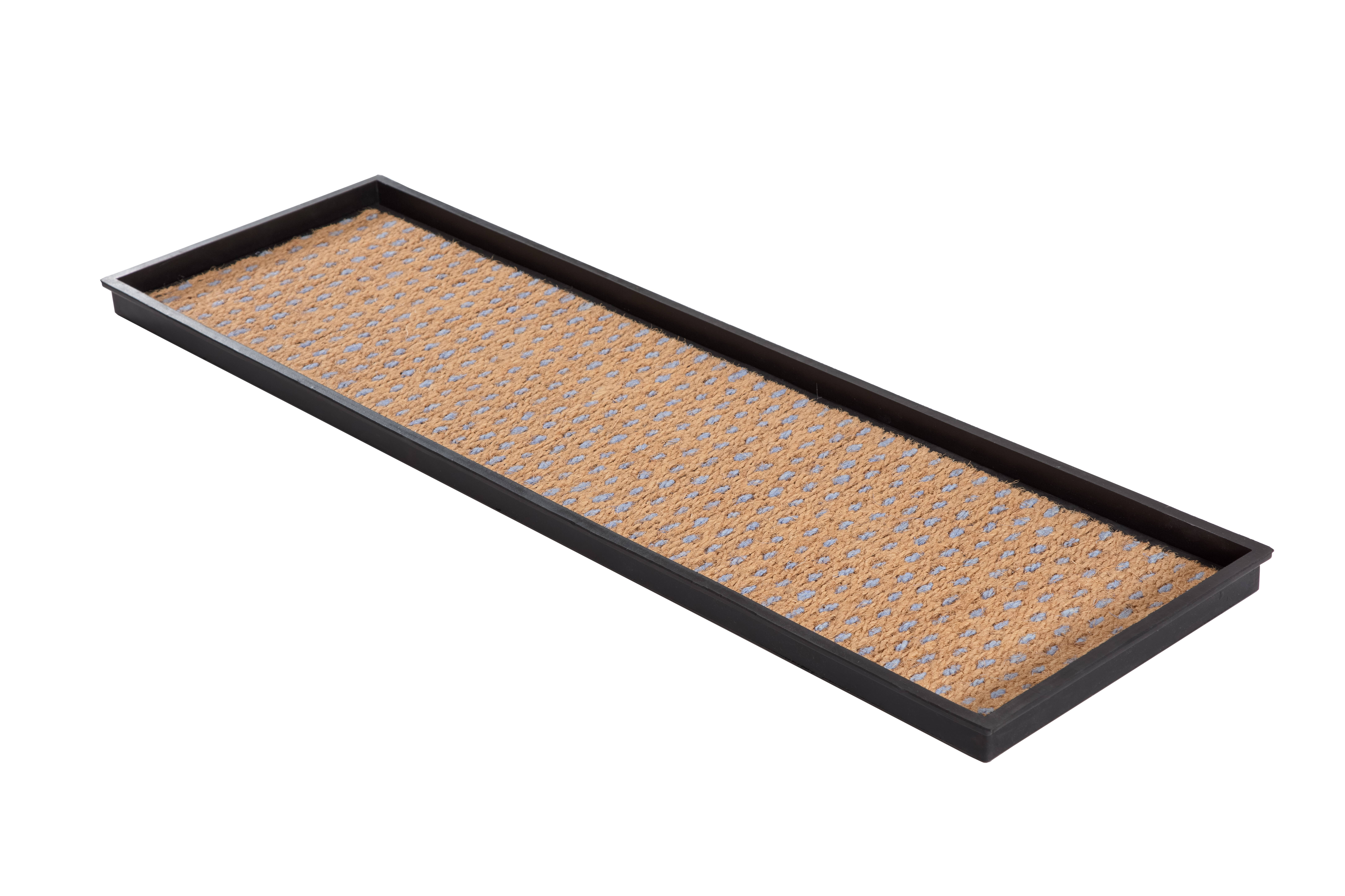Natural & Recycled Rubber Boot Tray with Tan & Blue Coir Insert ...