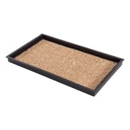 Black Metal Boot Tray with Tan & Dark Brown Coir Insert - Walmart.com