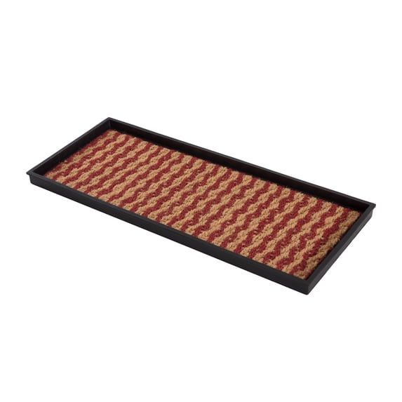 Natural & Recycled Rubber Boot Tray with Tan & Red Coir Insert ...