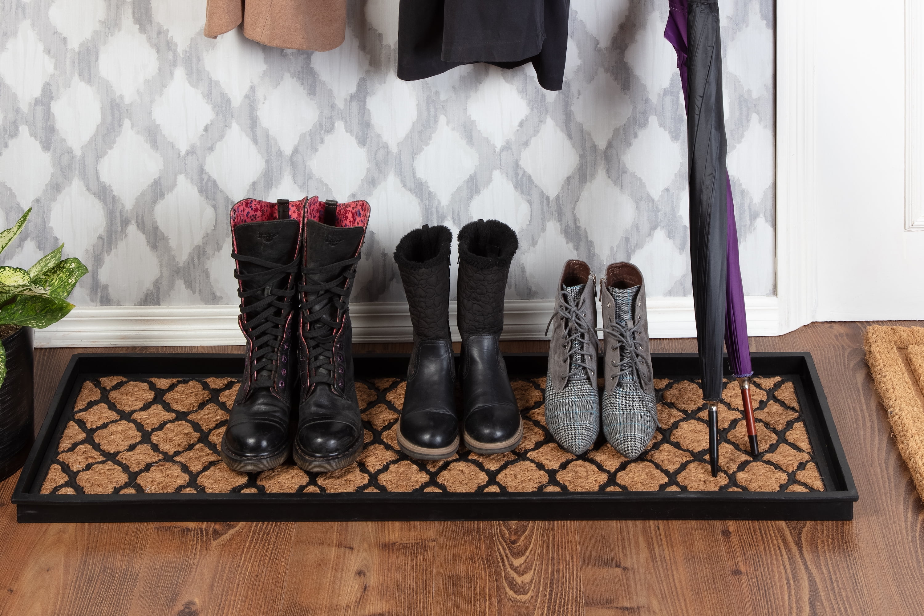 Natural & Recycled Rubber Boot Tray with Trellis Coir and Rubber Insert ...