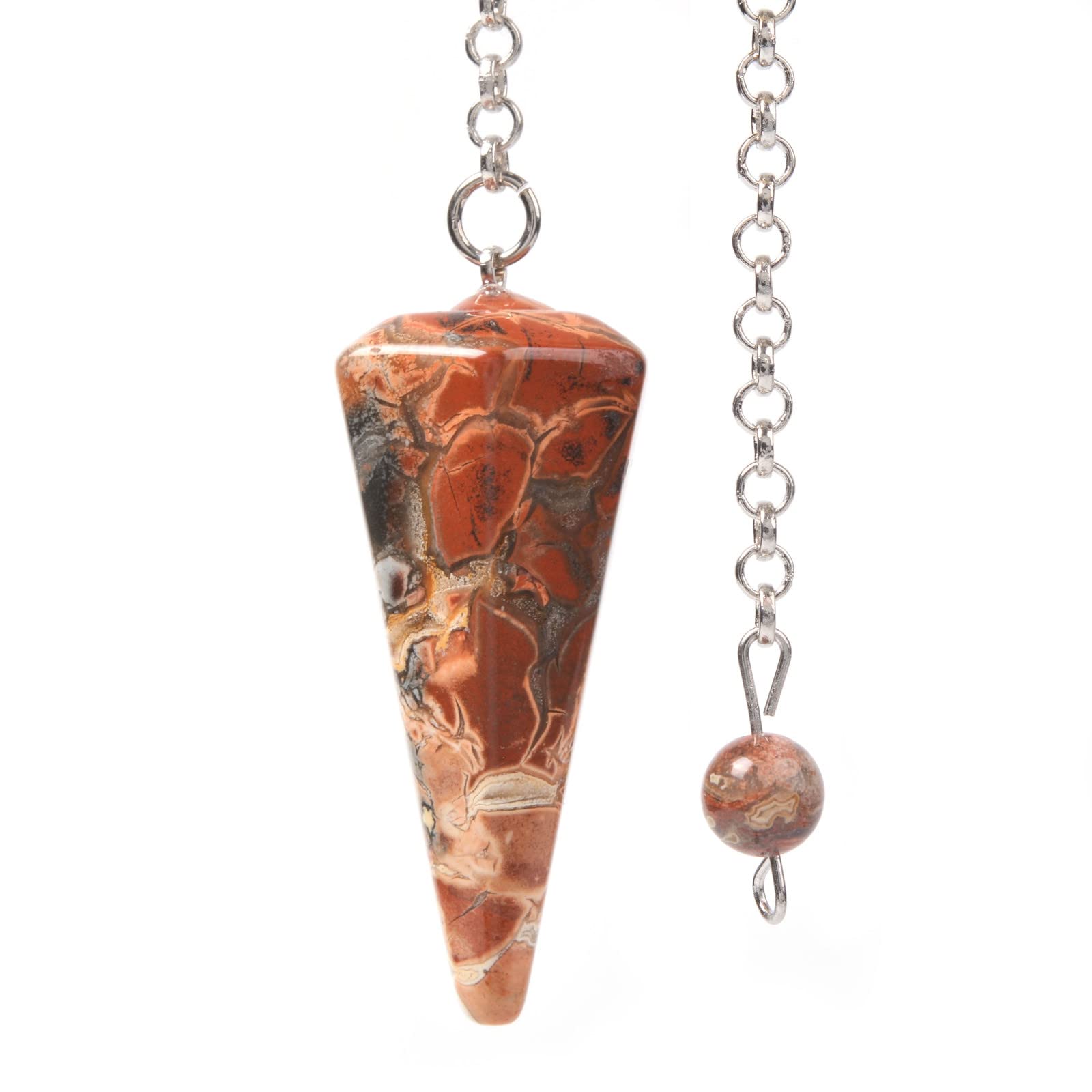 Natural Red Brecciated Jasper Gemstone Rock Crystal Hexagonal Pointed Reiki Chakra Pendant ...