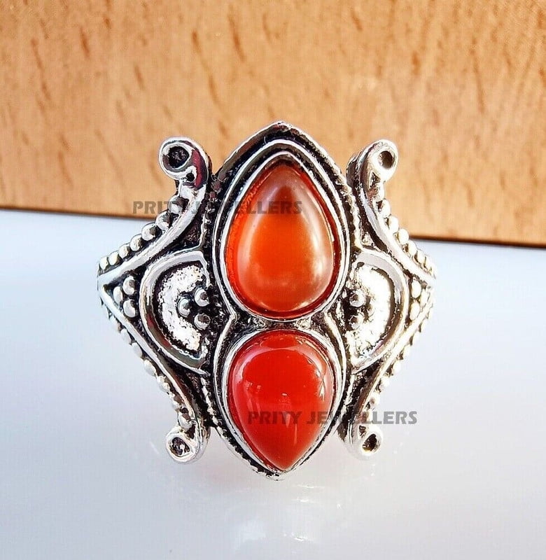 Natural Red Onyx Ring 925 Sterling Silver Handmade Ring - Walmart.com