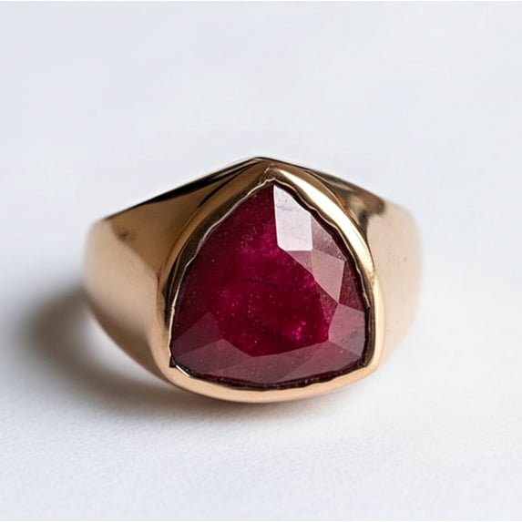 Natural Red Ruby Ring - Solid Pure Copper Jewelry, Ruby Signet Ring ...