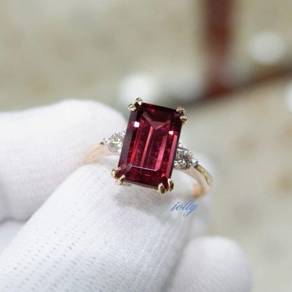 Natural Red Ruby Ring Wedding Ring January Birthstone Ring 14k Gold ...