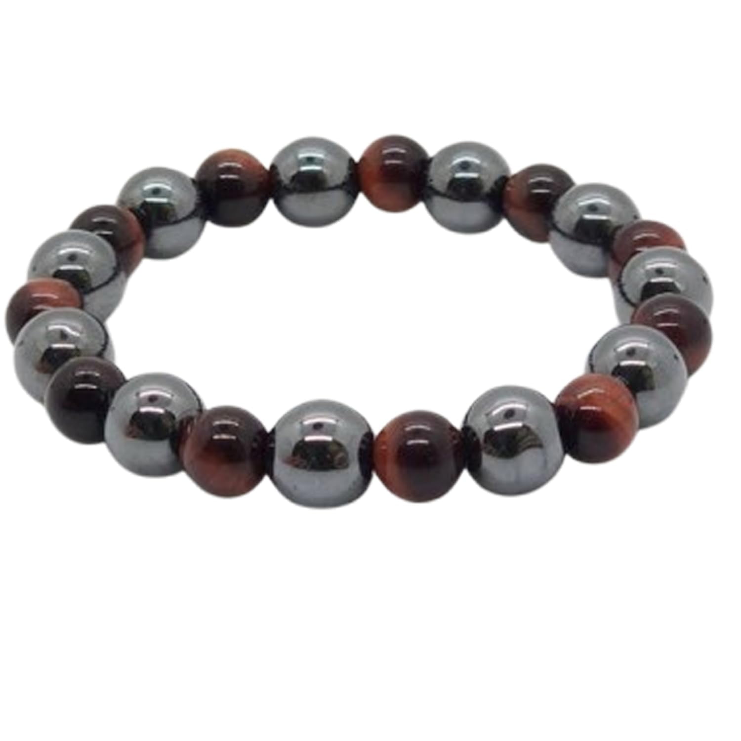 Natural Red Tigers Eye & Hematite 8-10mm Round Shape Smooth Cut Beads ...