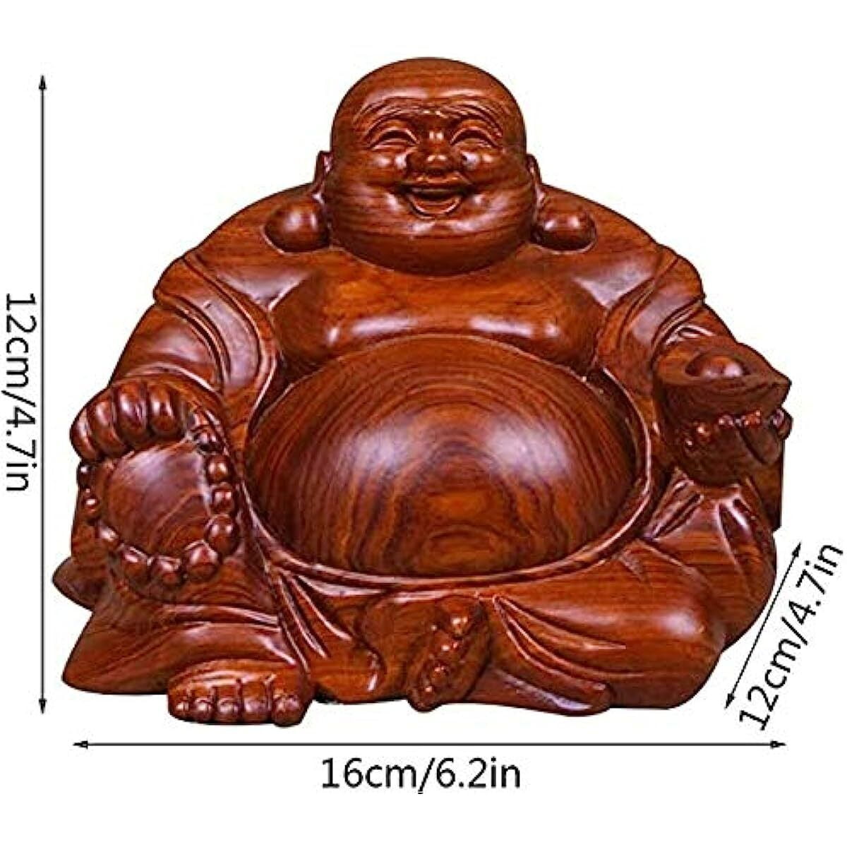 Natural Red Wood Hand-Carved Feng Shui Laughing Buddhas Statues Holding ...
