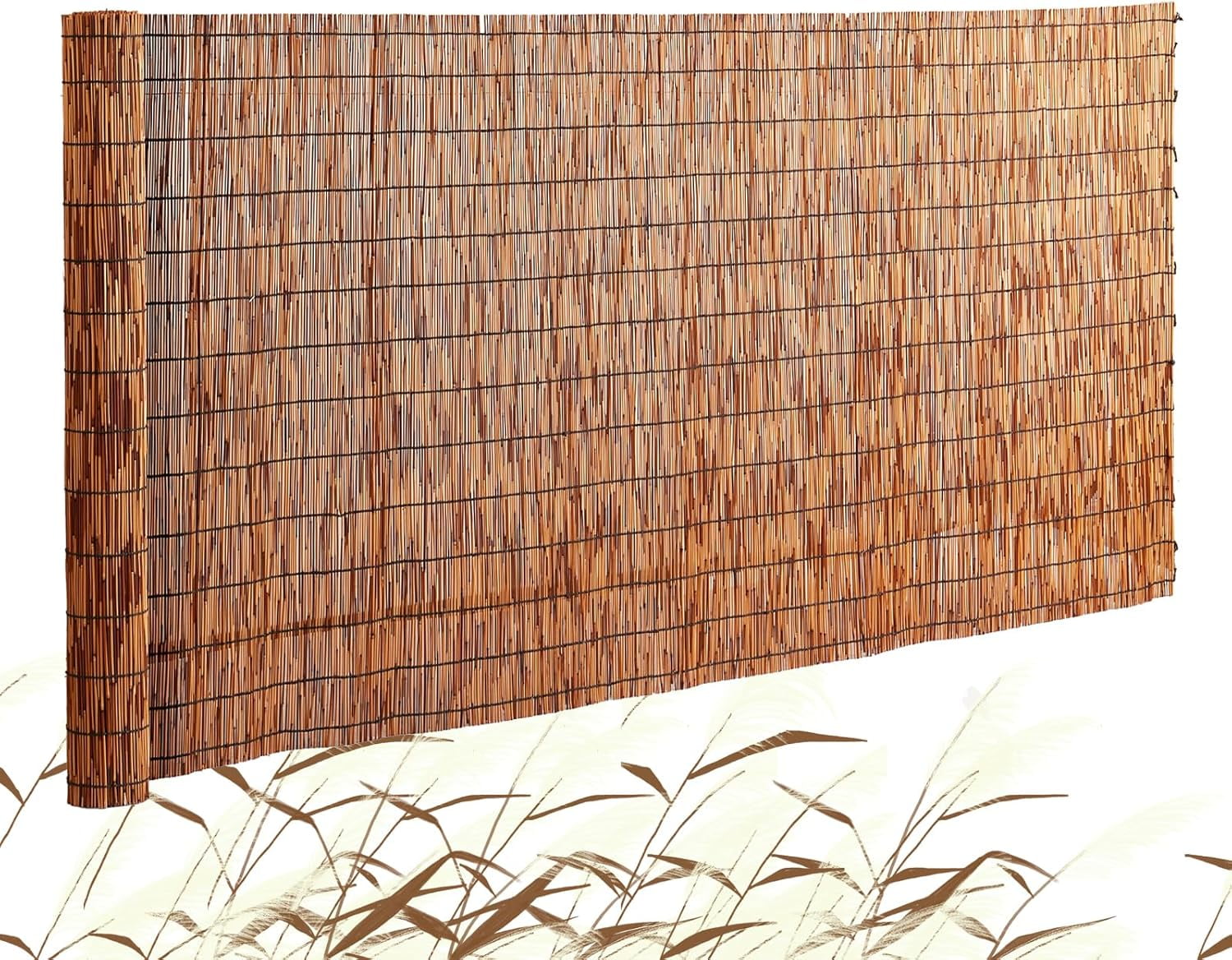 Natural Reed Fencing, 5.5 ft x 16.4 ft, Reed Screen Curtain Balcony ...