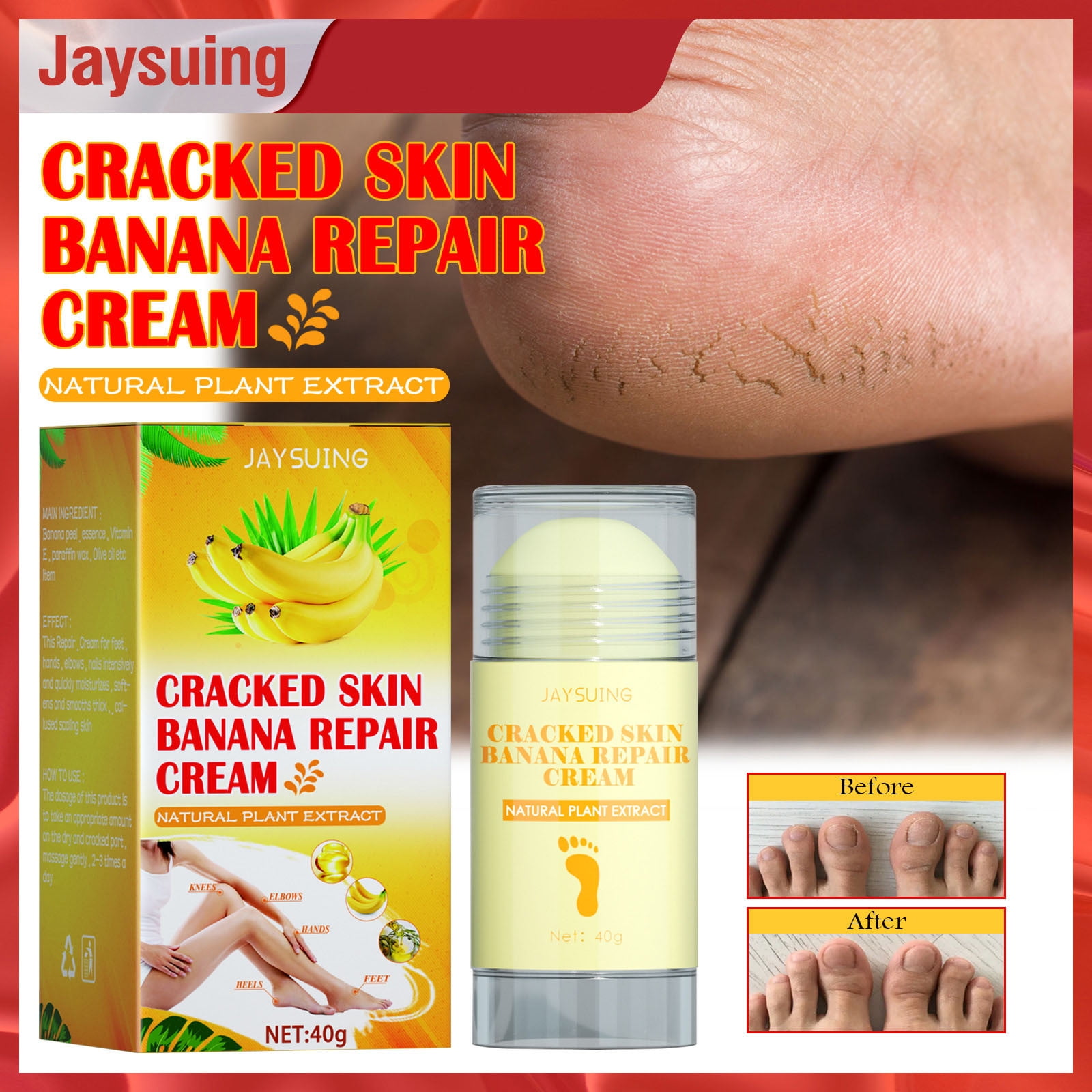 Natural Repair Cream for Cracked Feet,Moisturizing Exfoliating Foot ...