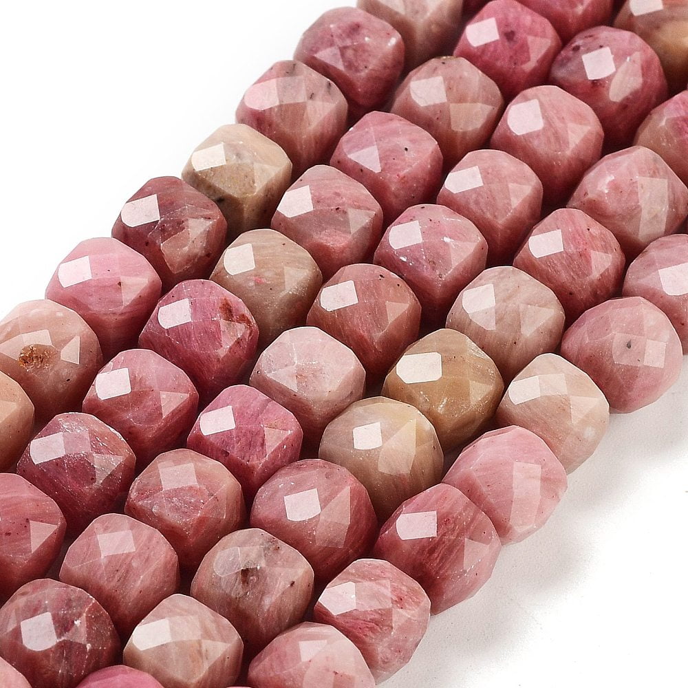Natural Rhodonite Beads Strands Faceted Cube 7x8x7mm Hole: 1mm about 47 ...