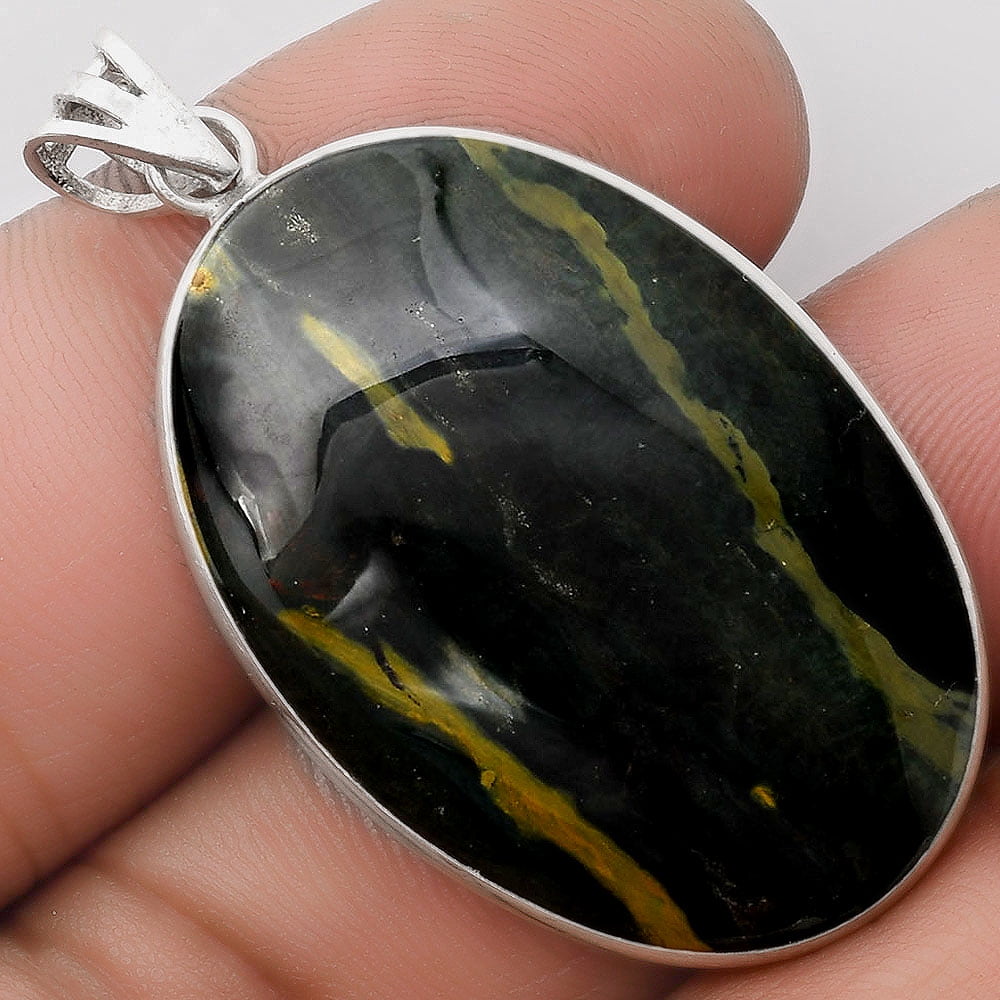 Natural Rhyolite - Rainforest Jasper 925 Sterling Silver Pendant ...