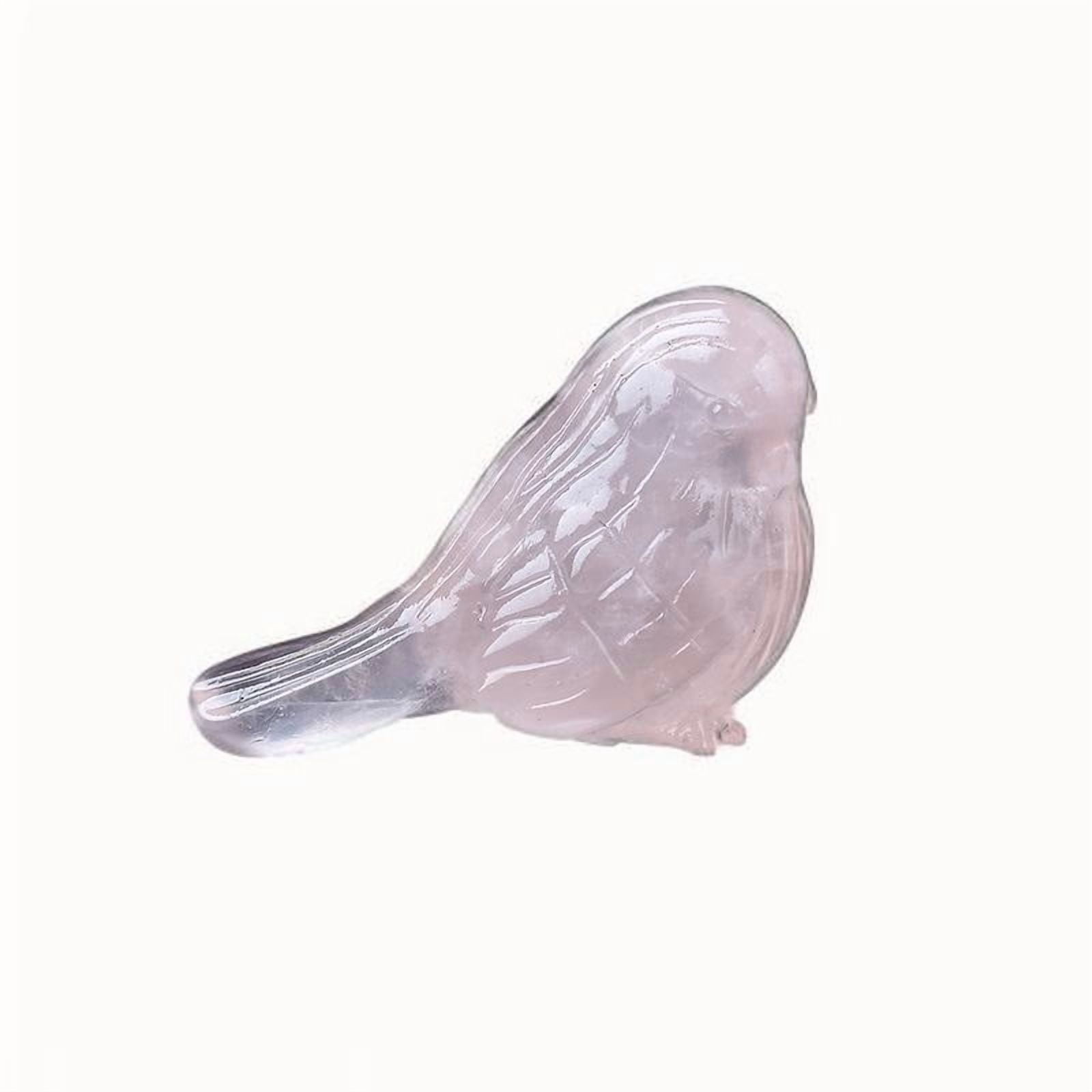 Natural Rose Quartz & Clear Quartz Bird Figurines Hand-Carved Healing ...