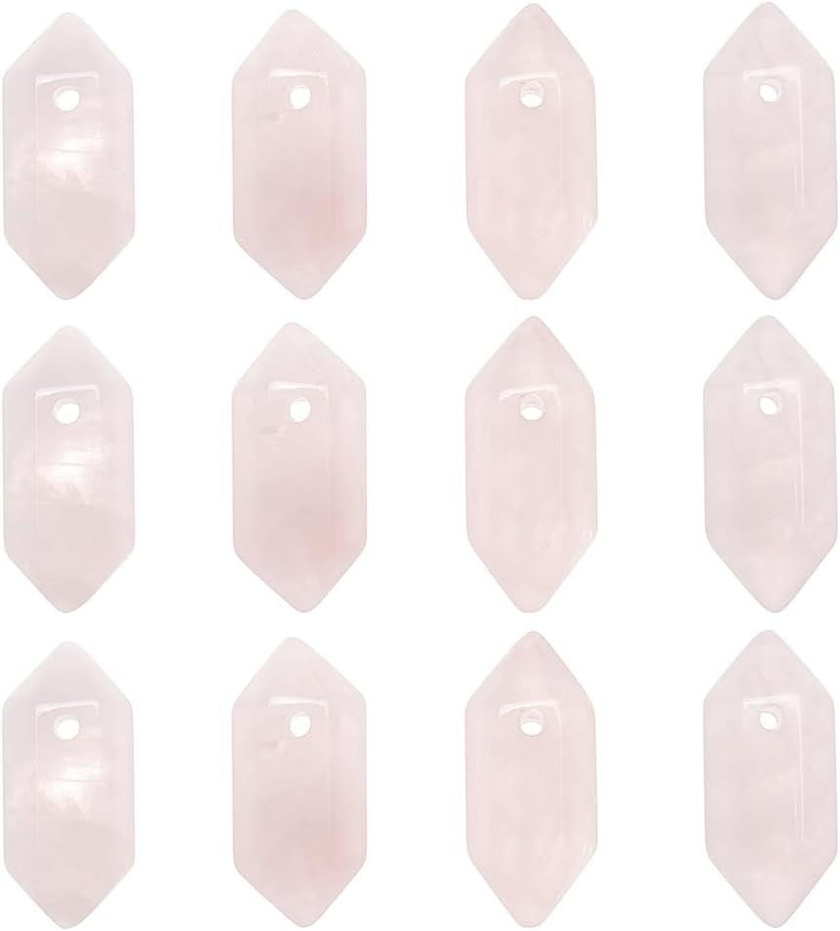 Natural Rose Quartz Double Terminal Pointed Pendants Faceted Charm 18.5 ...
