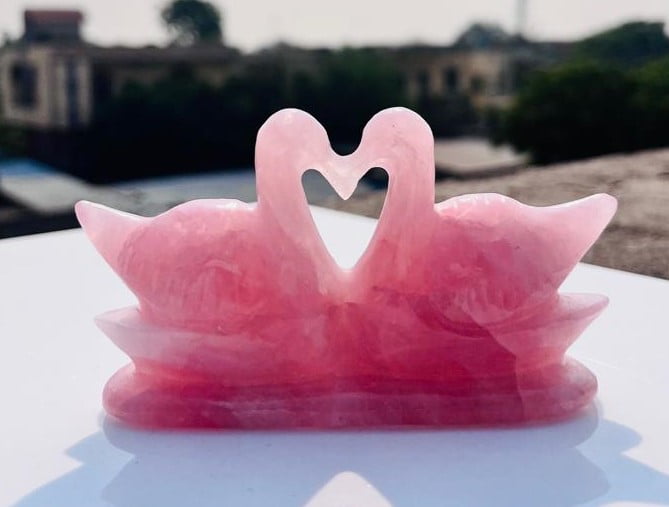 Natural Rose Quartz Duck Pair Rose Quartz Male & Female Duck Pair ...