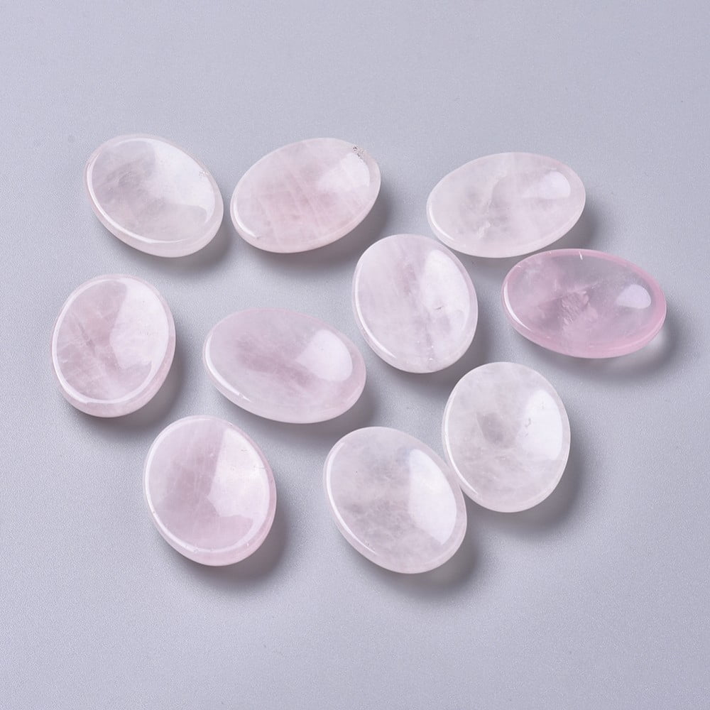 Natural Rose Quartz Massager Worry Stone for Anxiety Therapy Oval ...