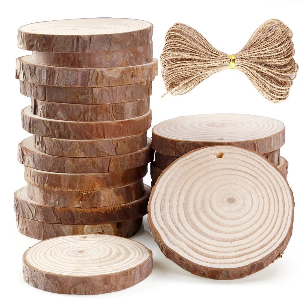 Natural Round Discs Rustic Wood Slices 20 Pcs 2.3-2.7 inch Unfinished ...