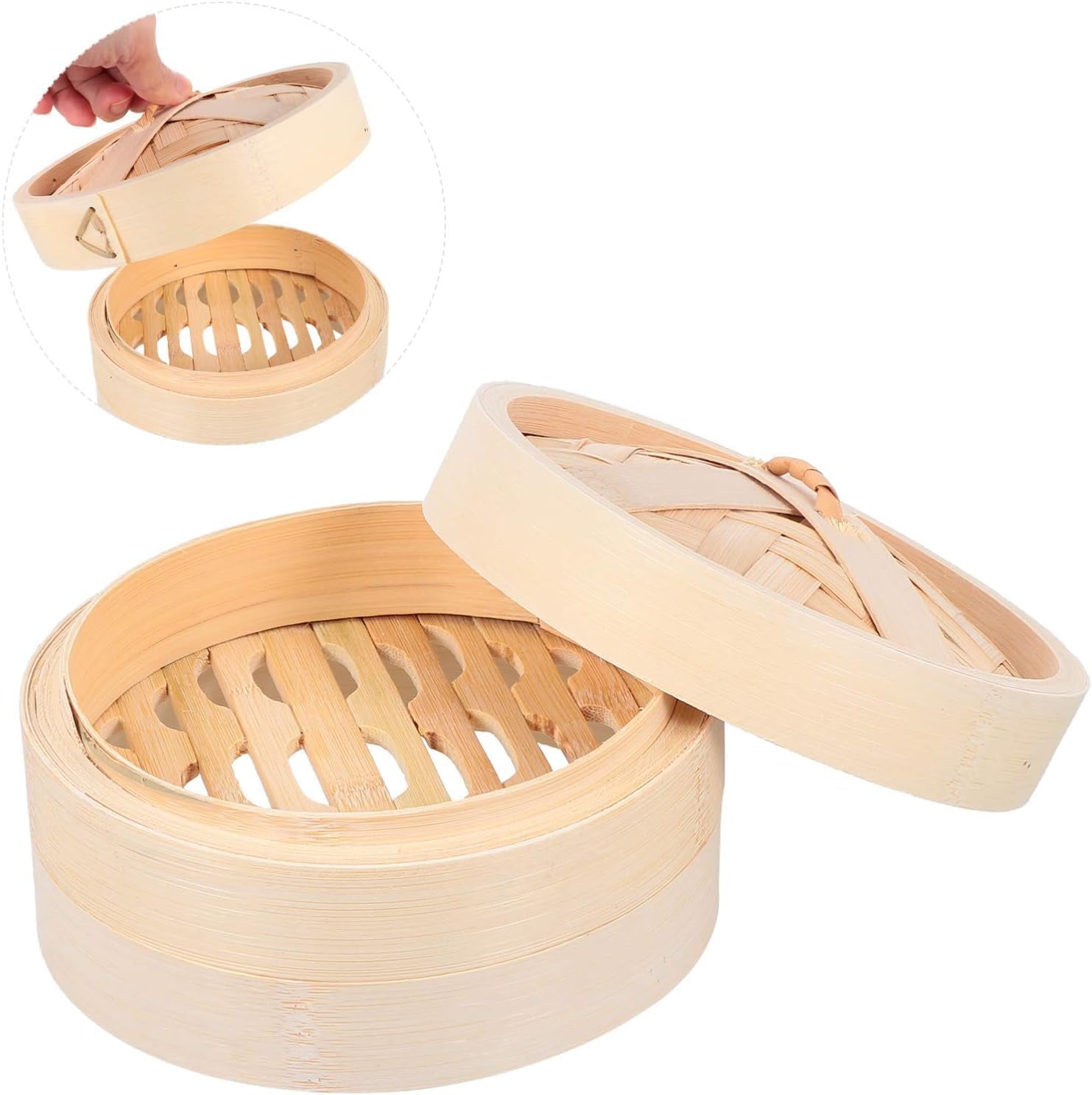 Natural Round Shape Momos Steamer Bamboo Steamer - Brown, 1 Liter ...