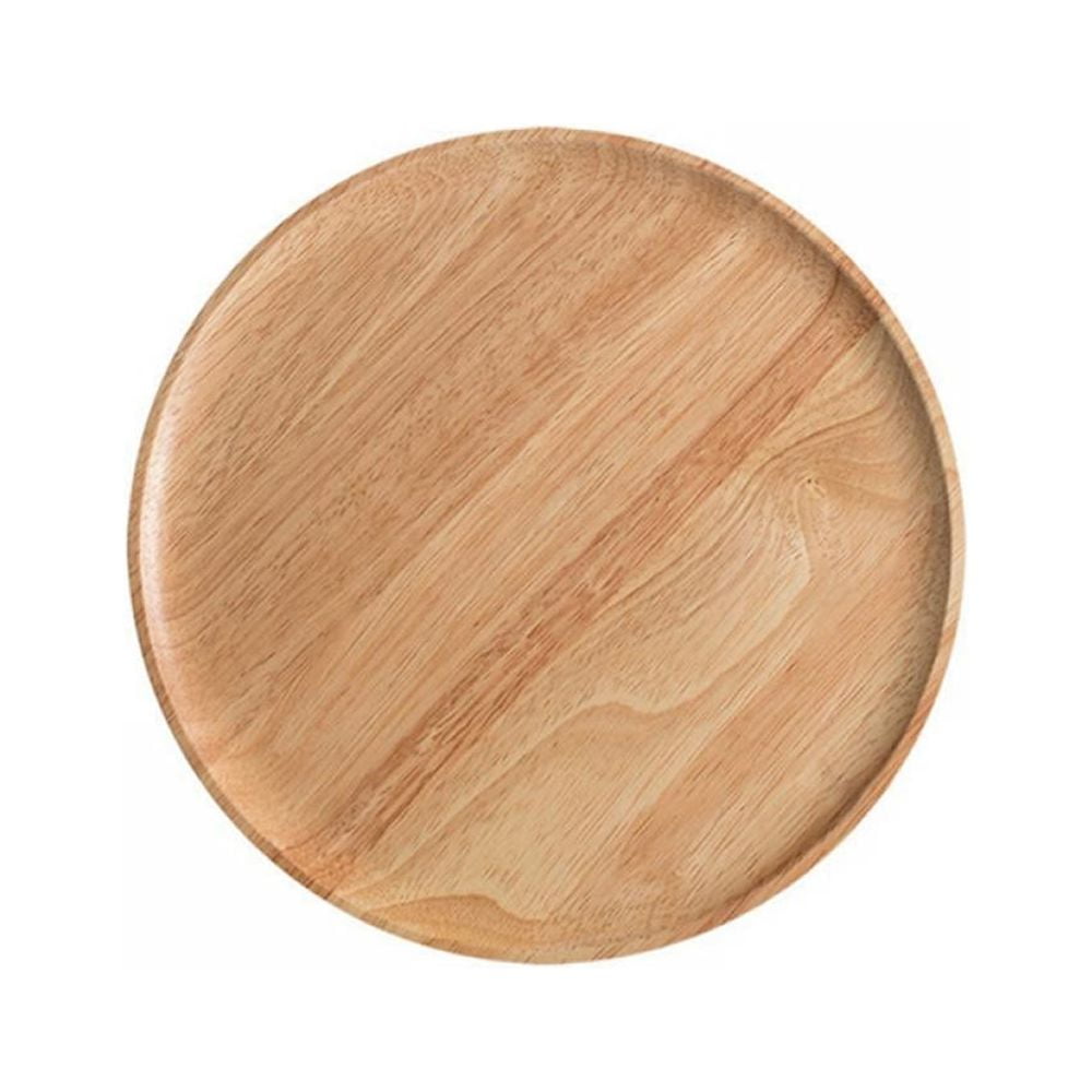Natural Round Wooden Plates Wood Tray Cake Snack Plate Dessert Serving ...