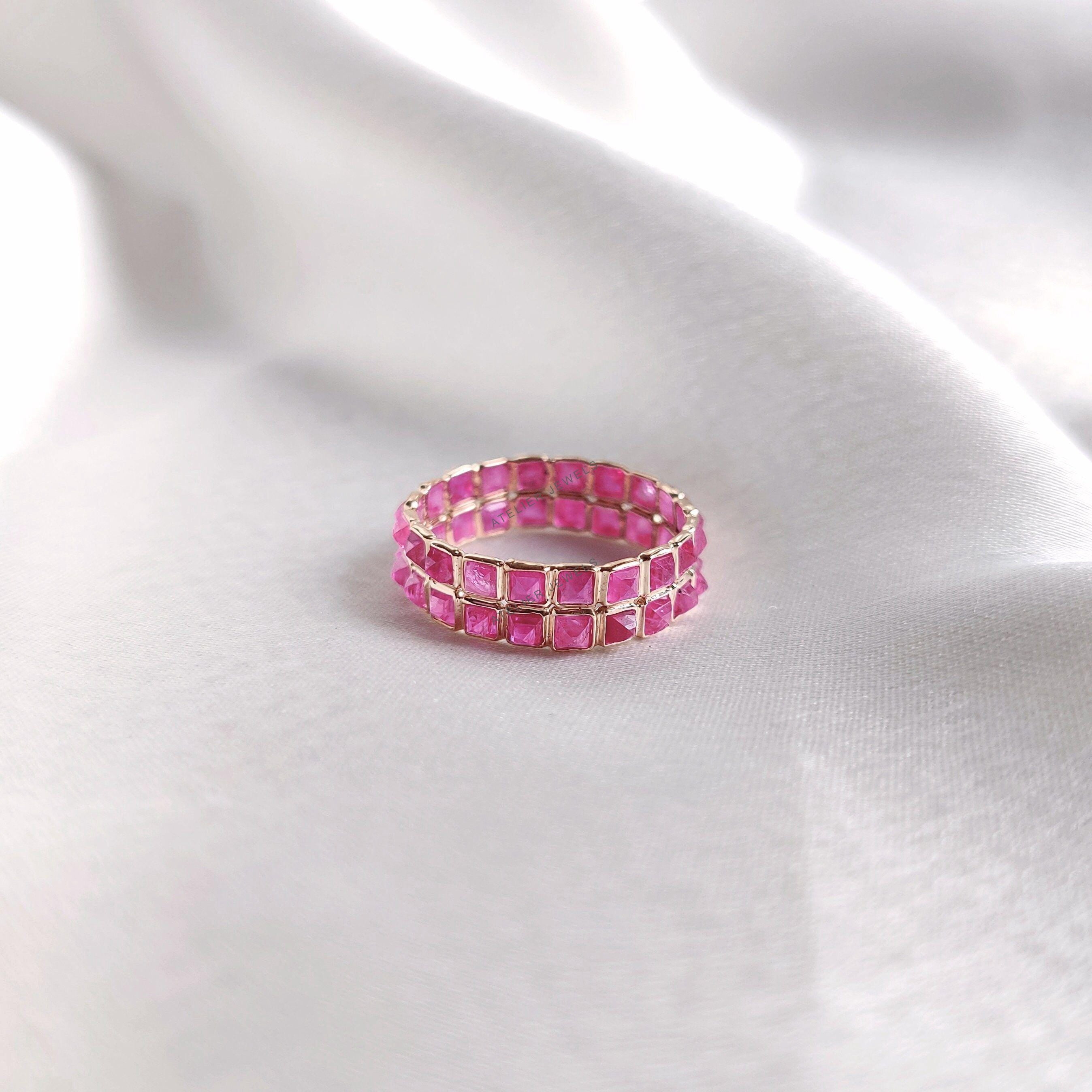 Natural Ruby 14K Gold Eternity Ring, Stackable Bezel Setting - Walmart.com