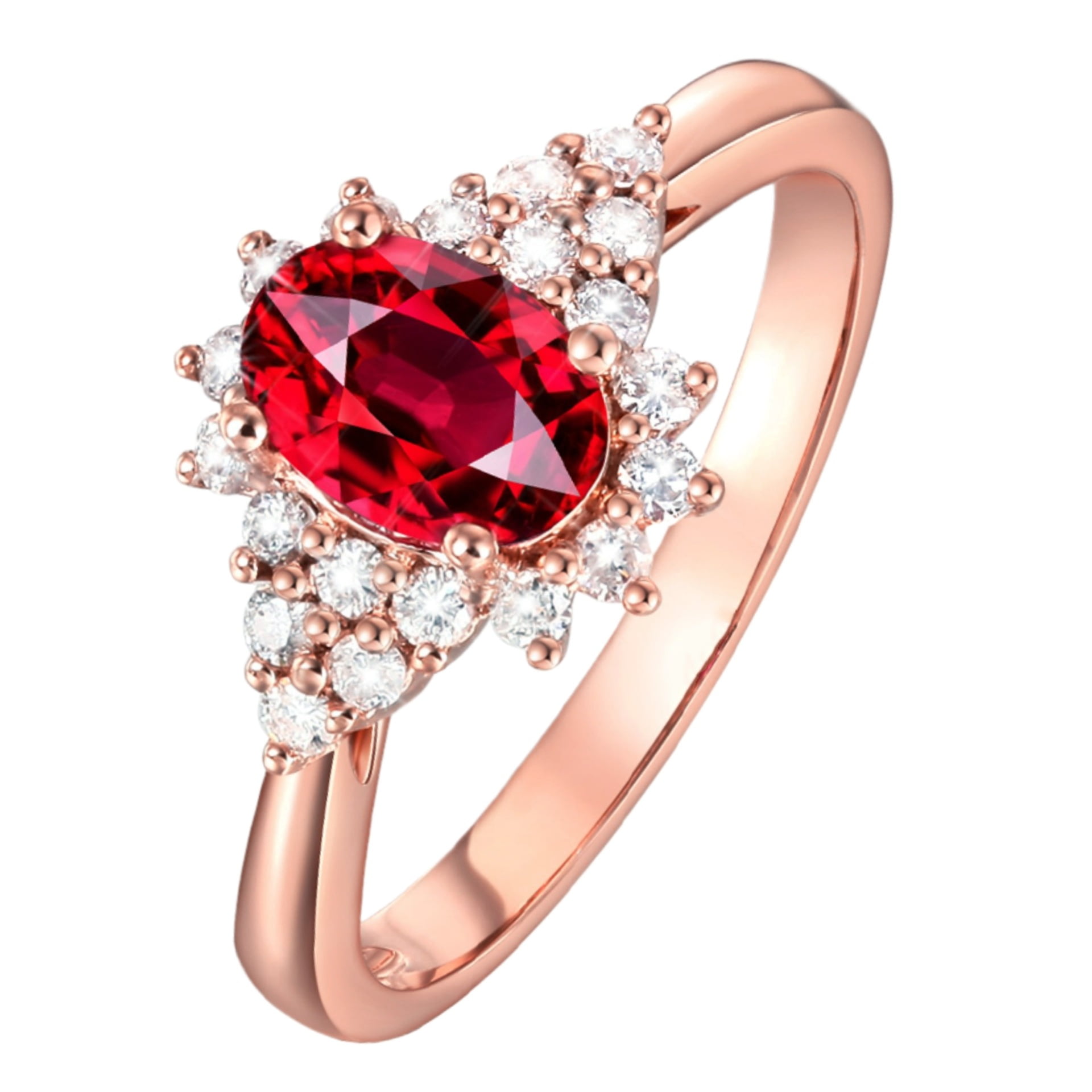 Natural Ruby & CZ Tiny Ring, Ruby Gemstone Ring, July Birthstone, Halo Ring, Womens Ring, Gold ...