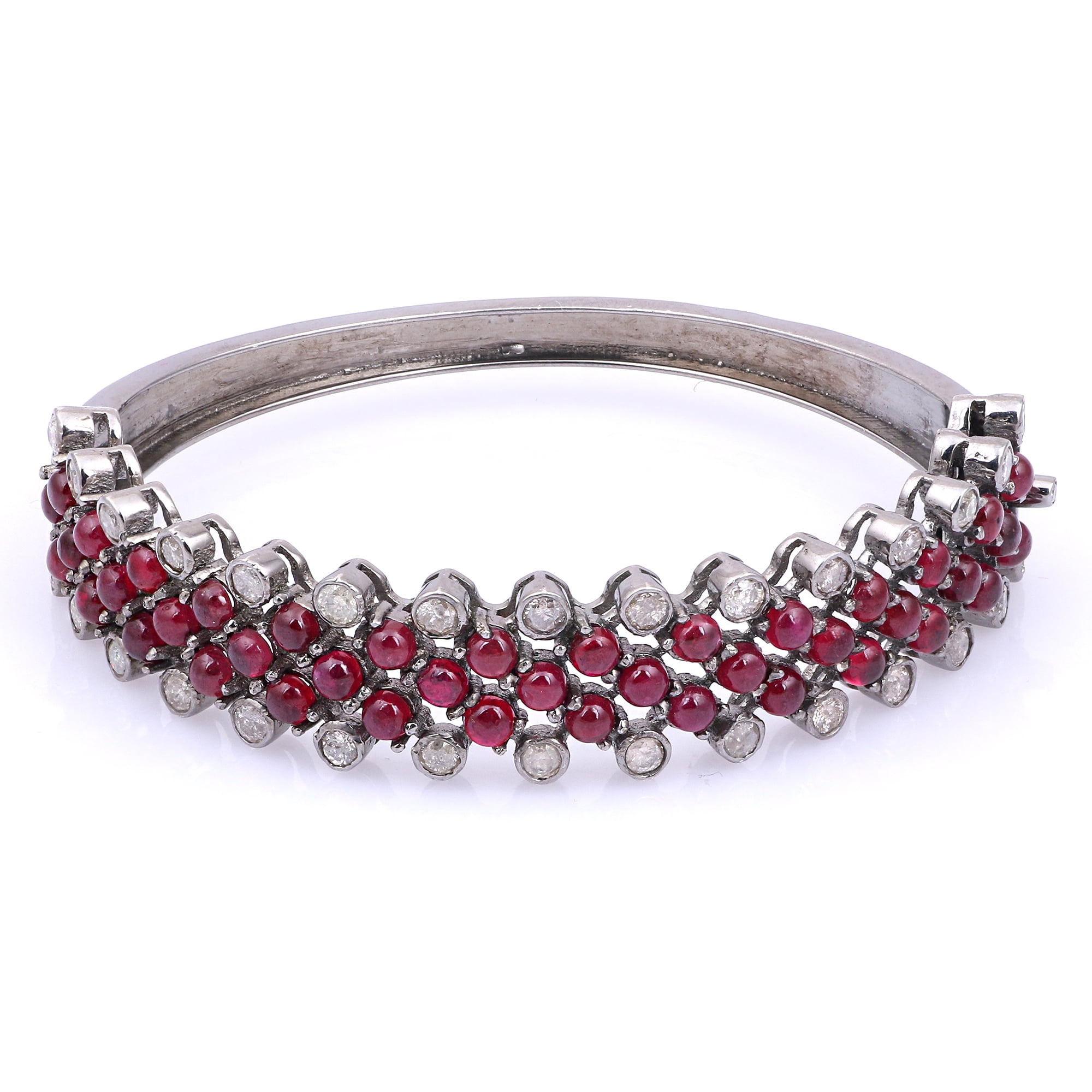 Natural Ruby Diamond Gemstone 925 Sterling Silver Bracelet - Walmart.com