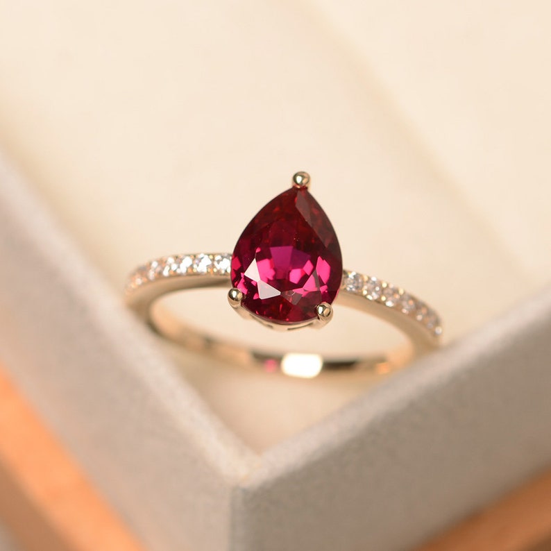 Natural Ruby Engagement ring, ruby ring, pear cut red gemstone, July ...