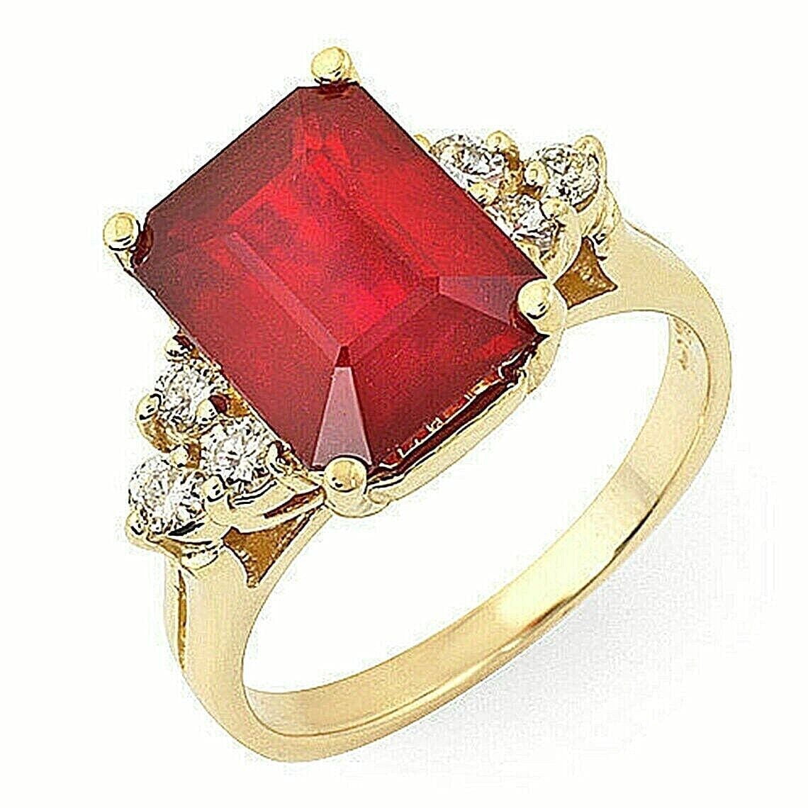 Natural Ruby Gemstone Ring, 14k Gold Plated, Engagement Ring For Female ...