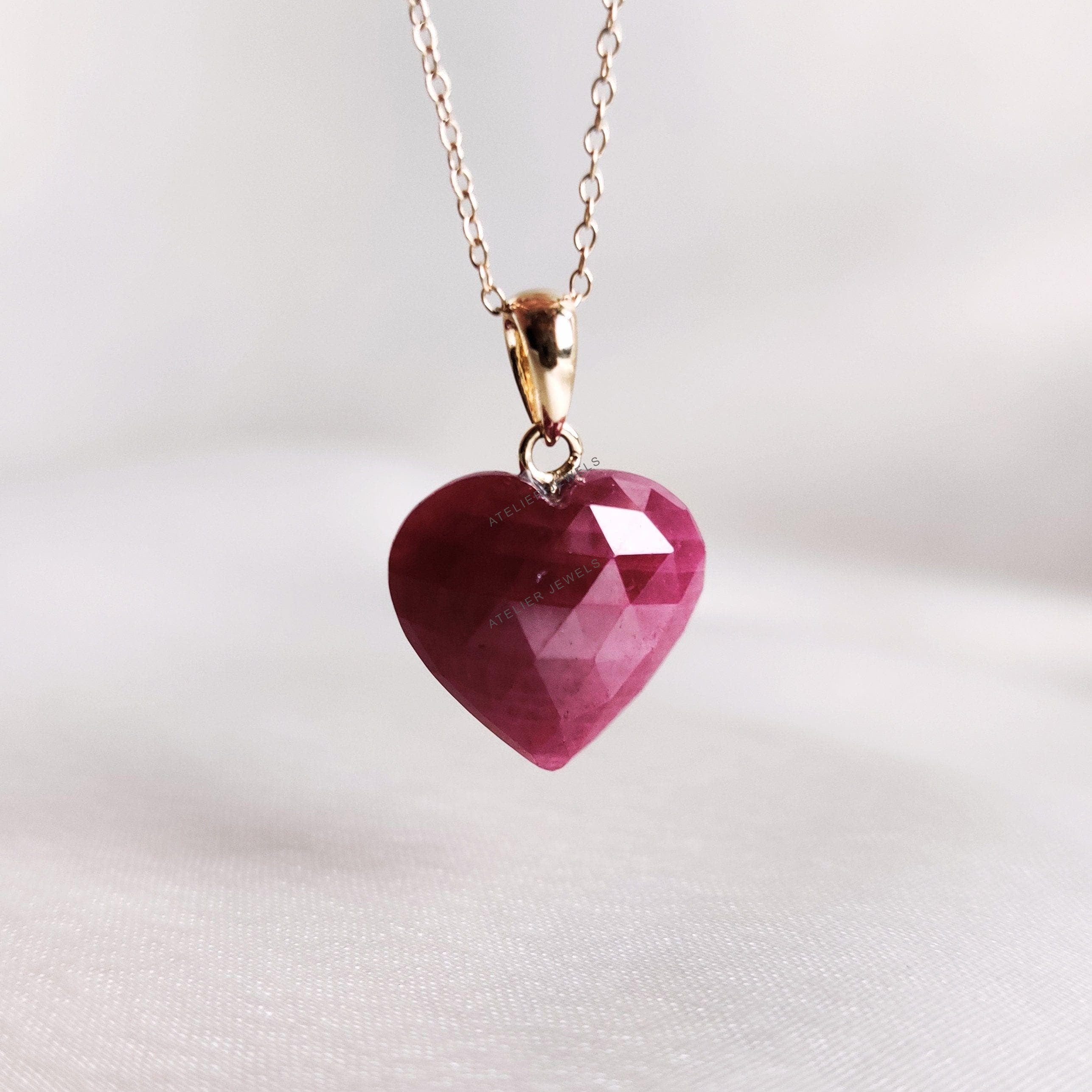 Natural Ruby Heart Pendant, 14K Yellow Gold, July Birthstone - Walmart.com