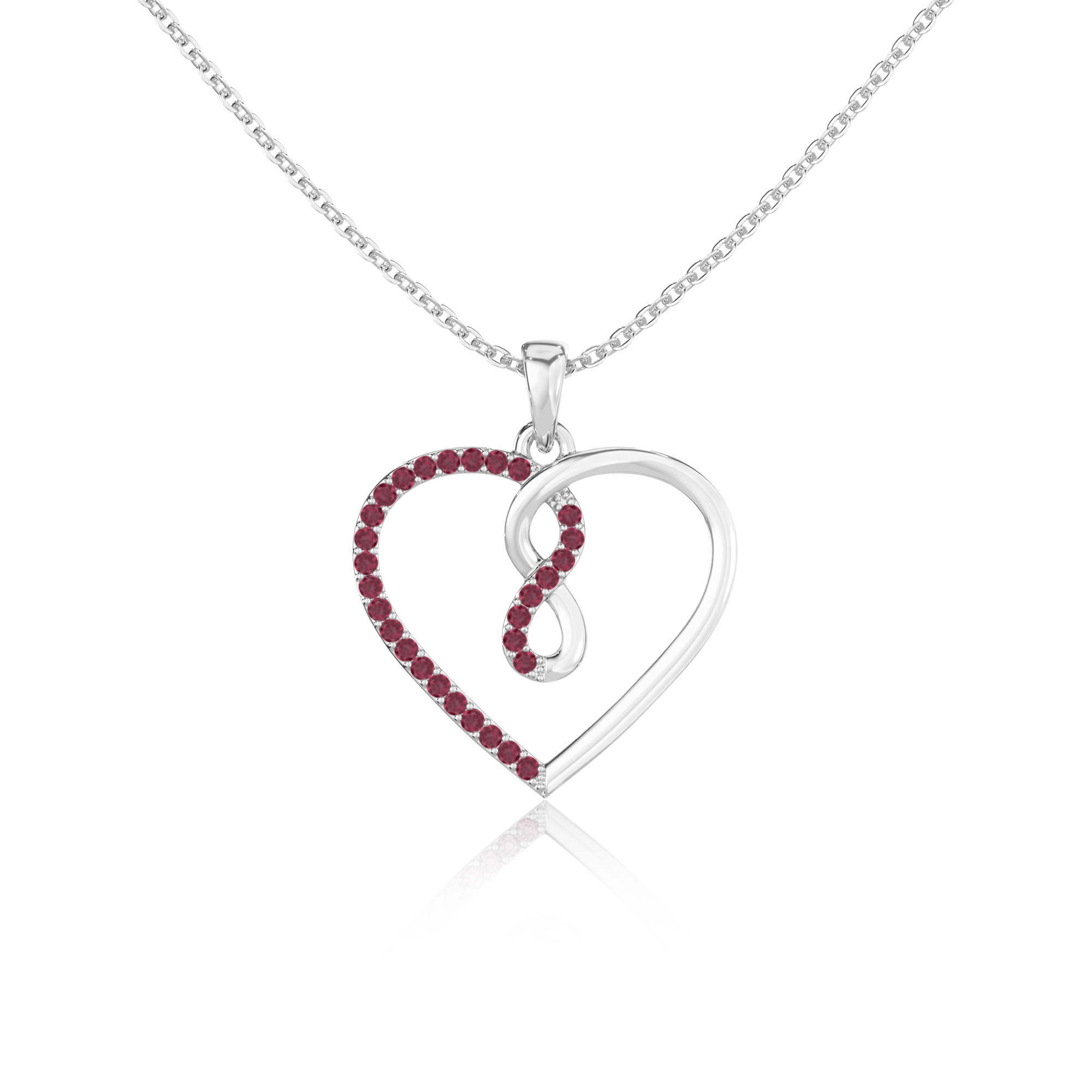 Natural Ruby Infinity Heart Pendant Necklaces for Women in Sterling ...
