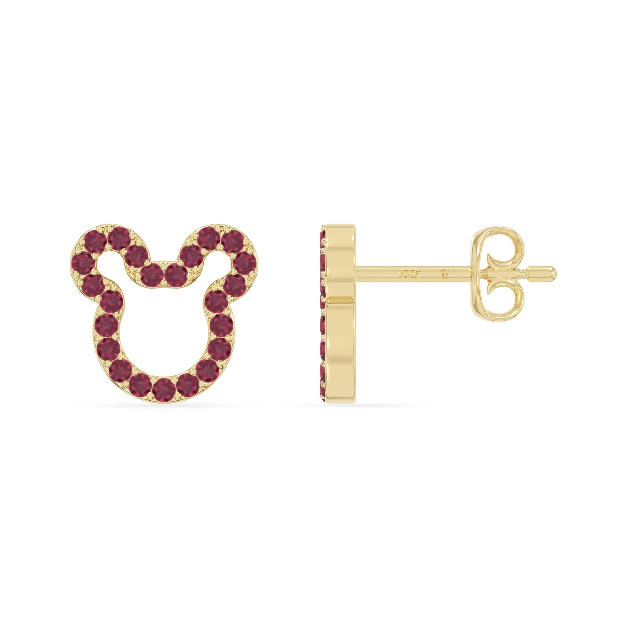 Natural Ruby Mouse Earrings for Women in 18K Yellow Gold Vermeil, July ...
