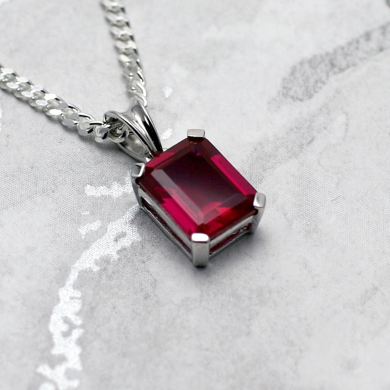 Natural Ruby Pendant Necklace | 925 Sterling Silver Jewelry | July ...