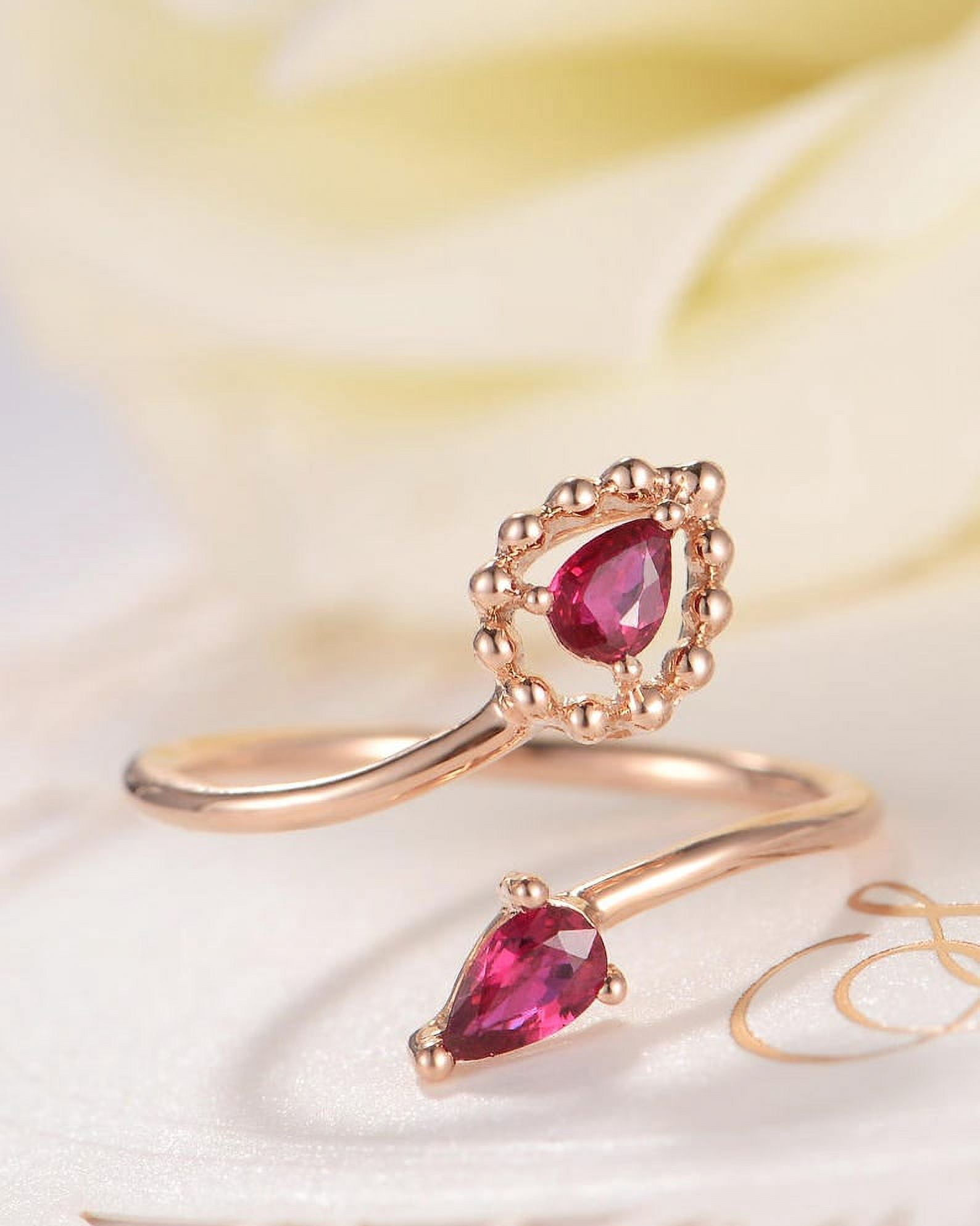 Natural Ruby Ring 14k Rose Gold Antique Retro Ring Astrological July ...