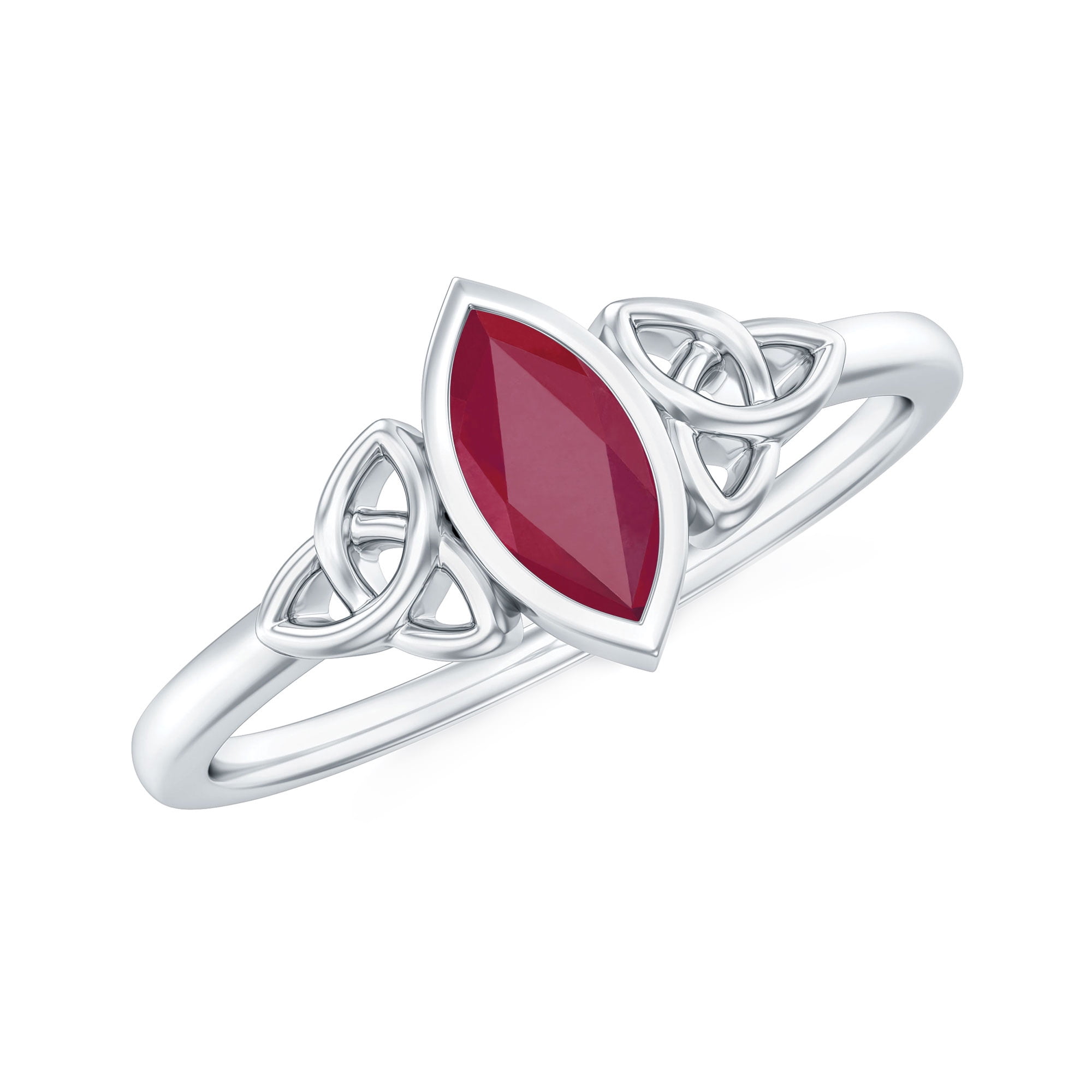 Natural Ruby Solitaire Ring with Celtic Knot (0.50 CT, AAA Quality ...