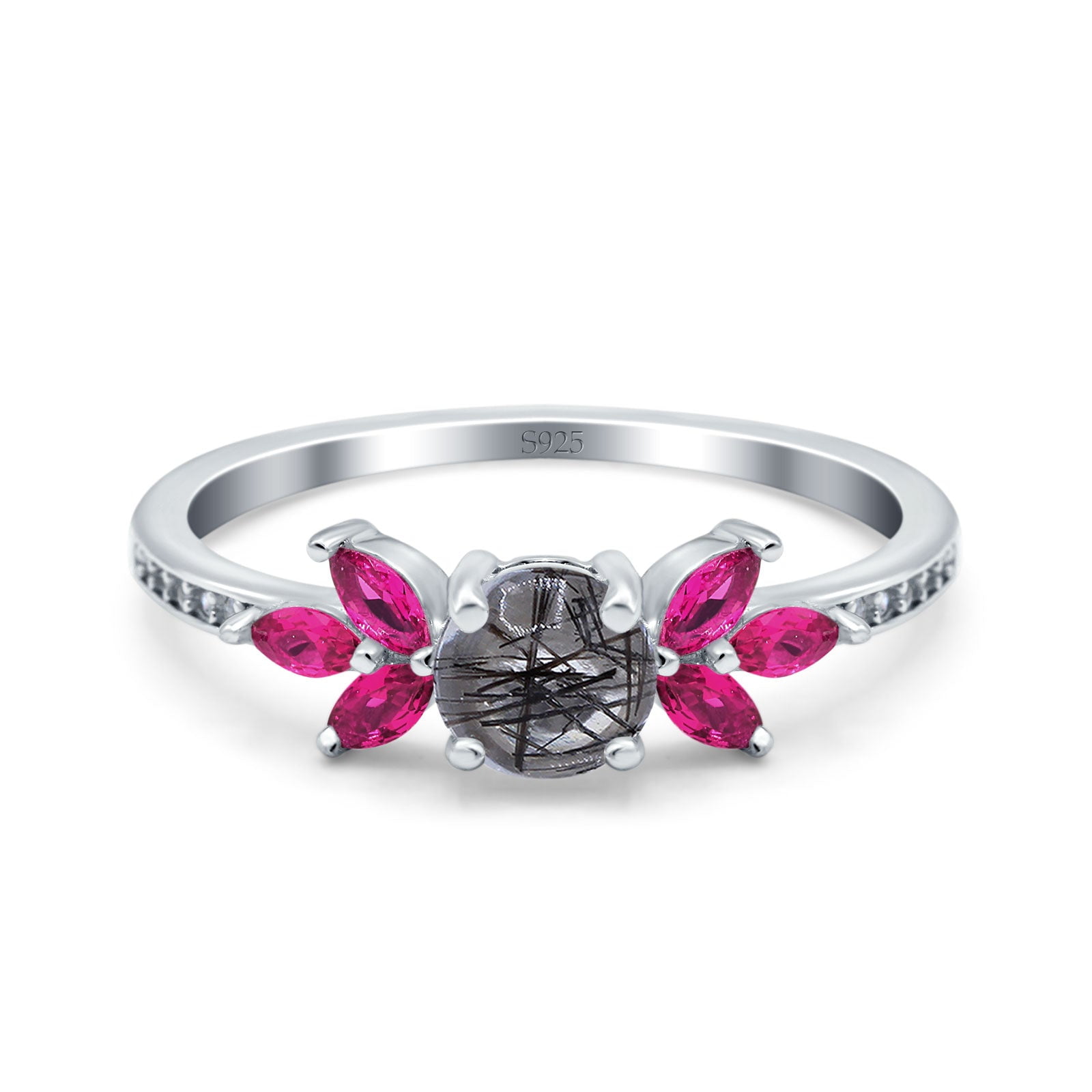 Natural Rutilated Quartz Size-10 Art Deco Round Floral Vintage Leaf ...