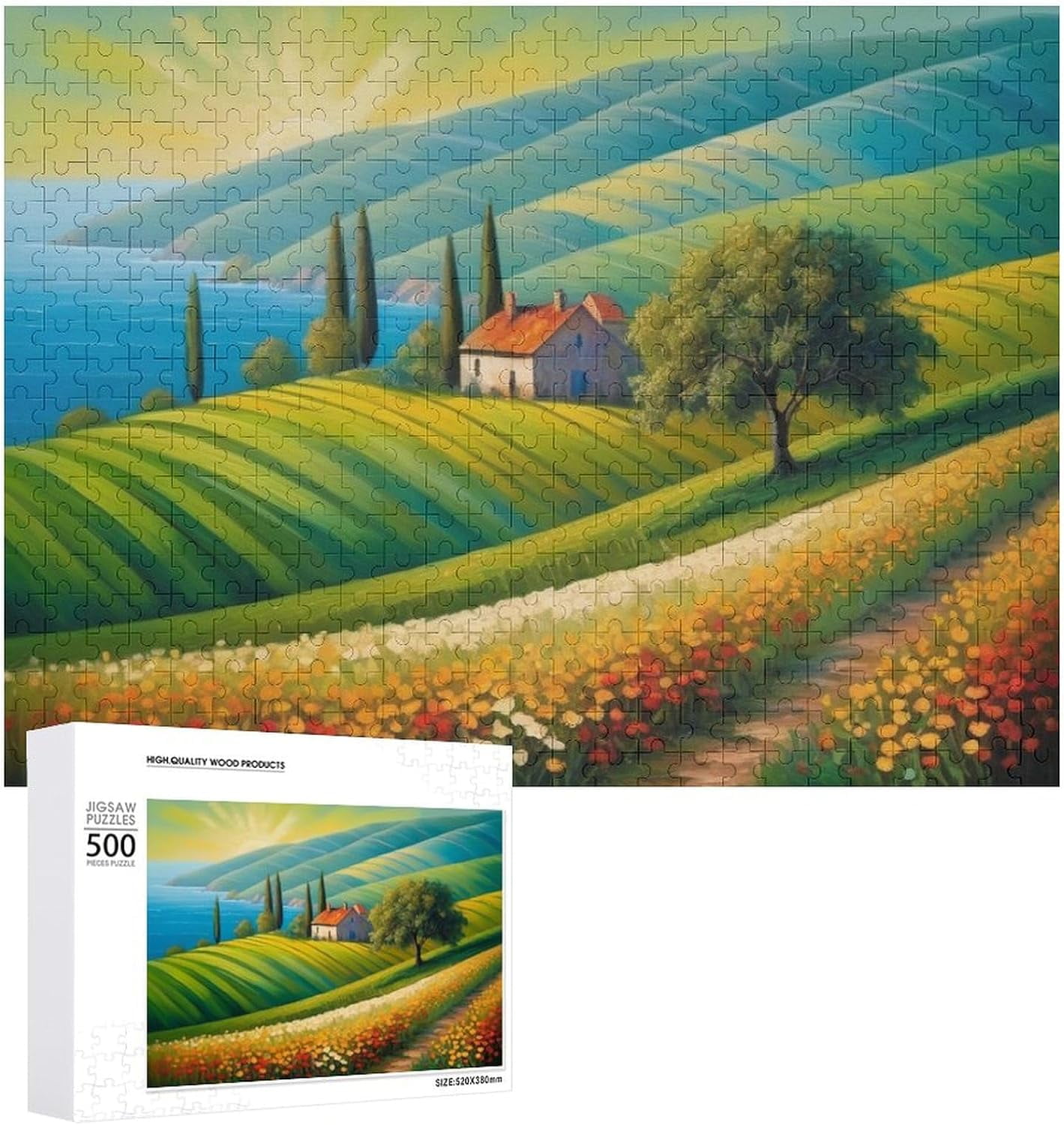 Natural Scene Puzzle 500 Piece Jigsaw Puzzle Illustration of Hill,20 ...