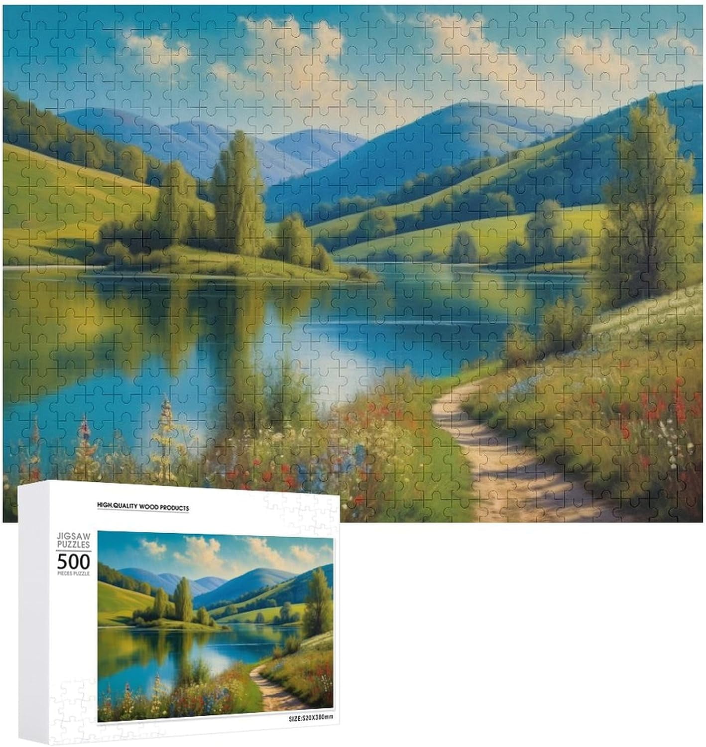 Natural Scene Puzzle 500 Piece Jigsaw Puzzle Illustration of Hill in ...