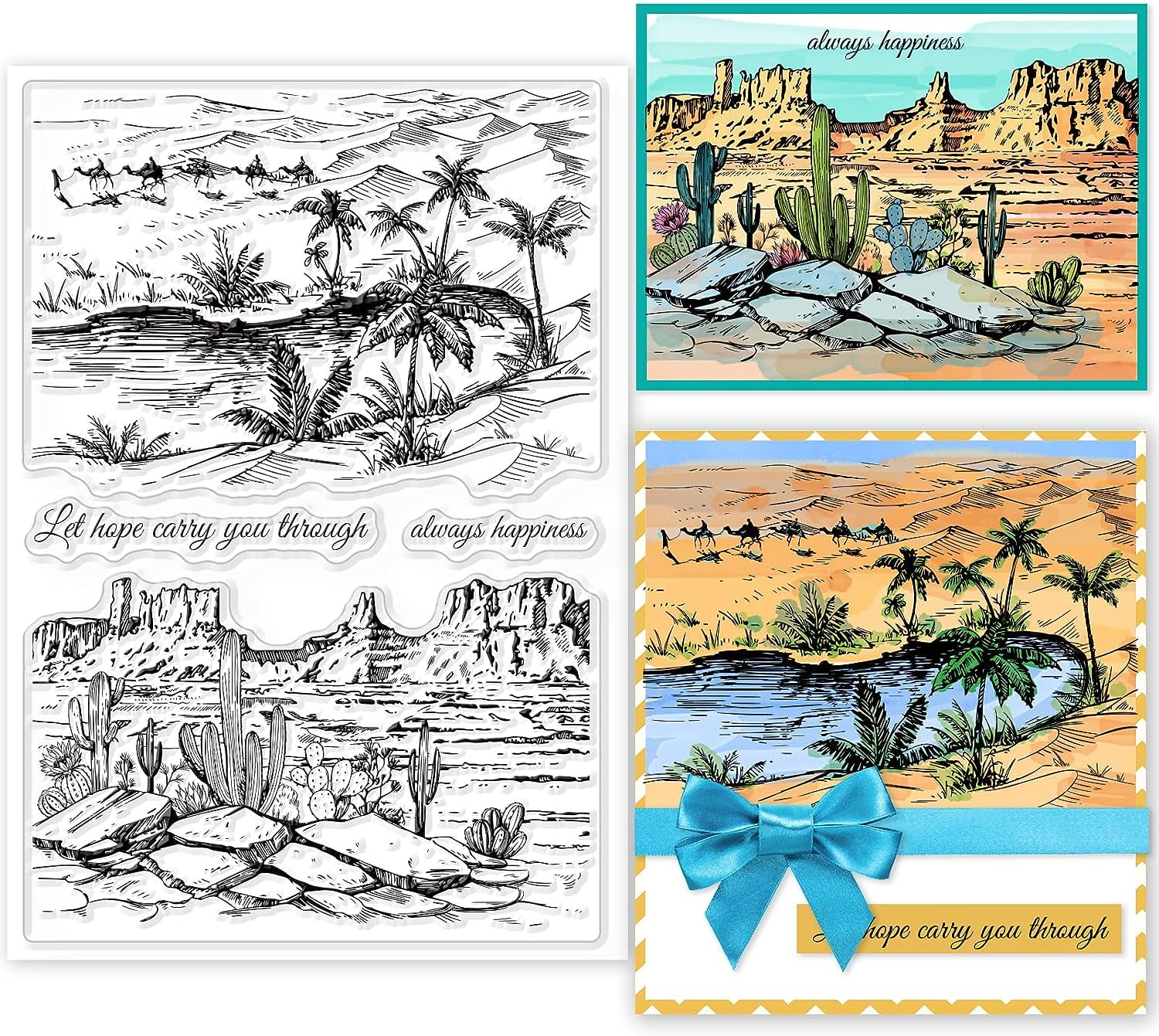Natural Scenery Clear Stamps Desert Embossing Stamp Sheets Oasis ...